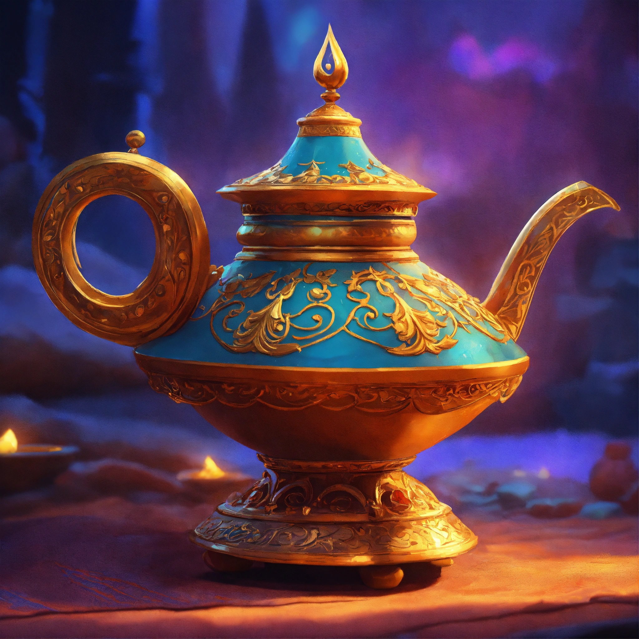Lexica - Magic lamp, isolate object, from the movie Aladdin and the ...