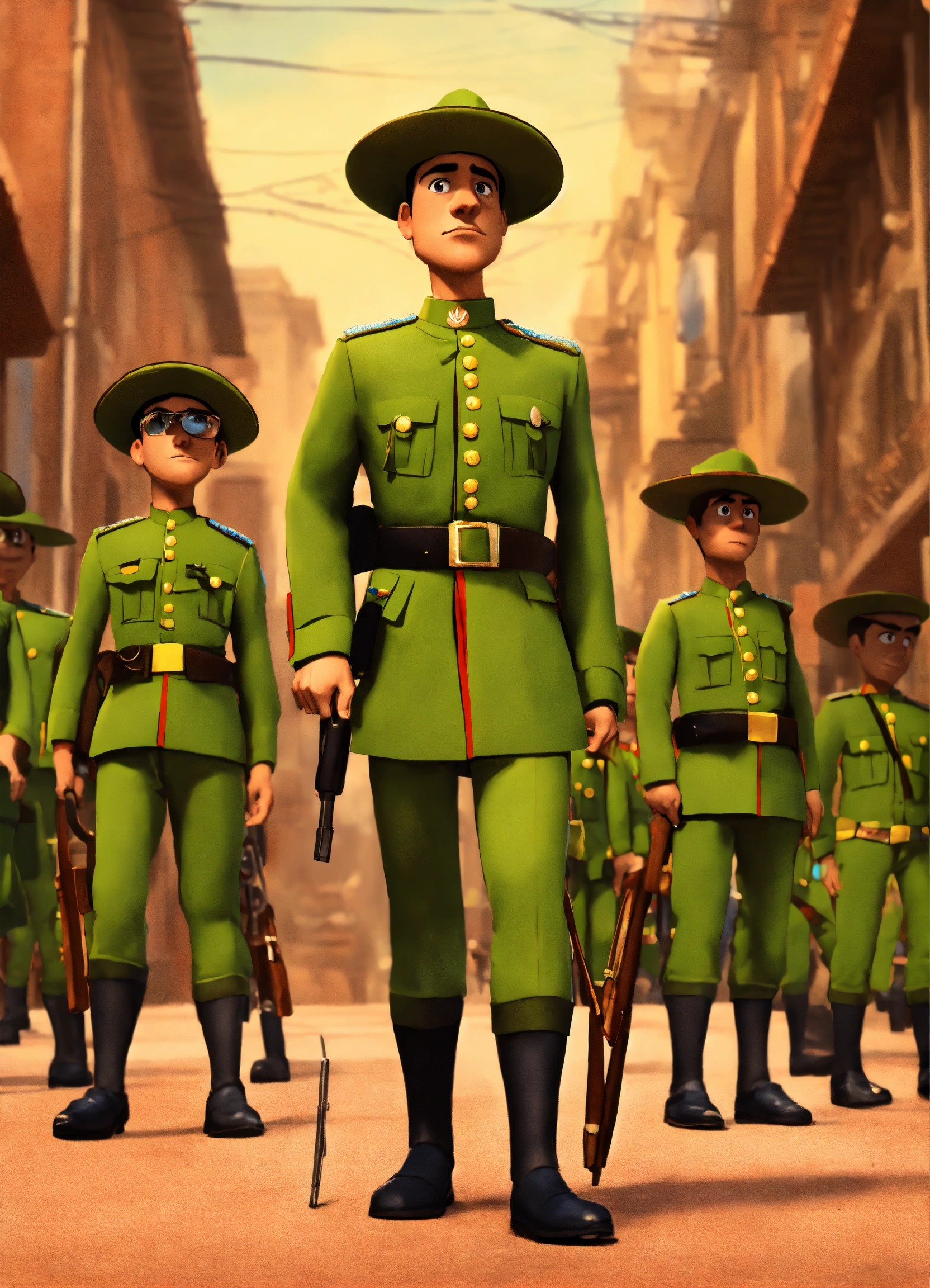 Lexica - Pixar animation of cristero soldiers, pixar style cartoon