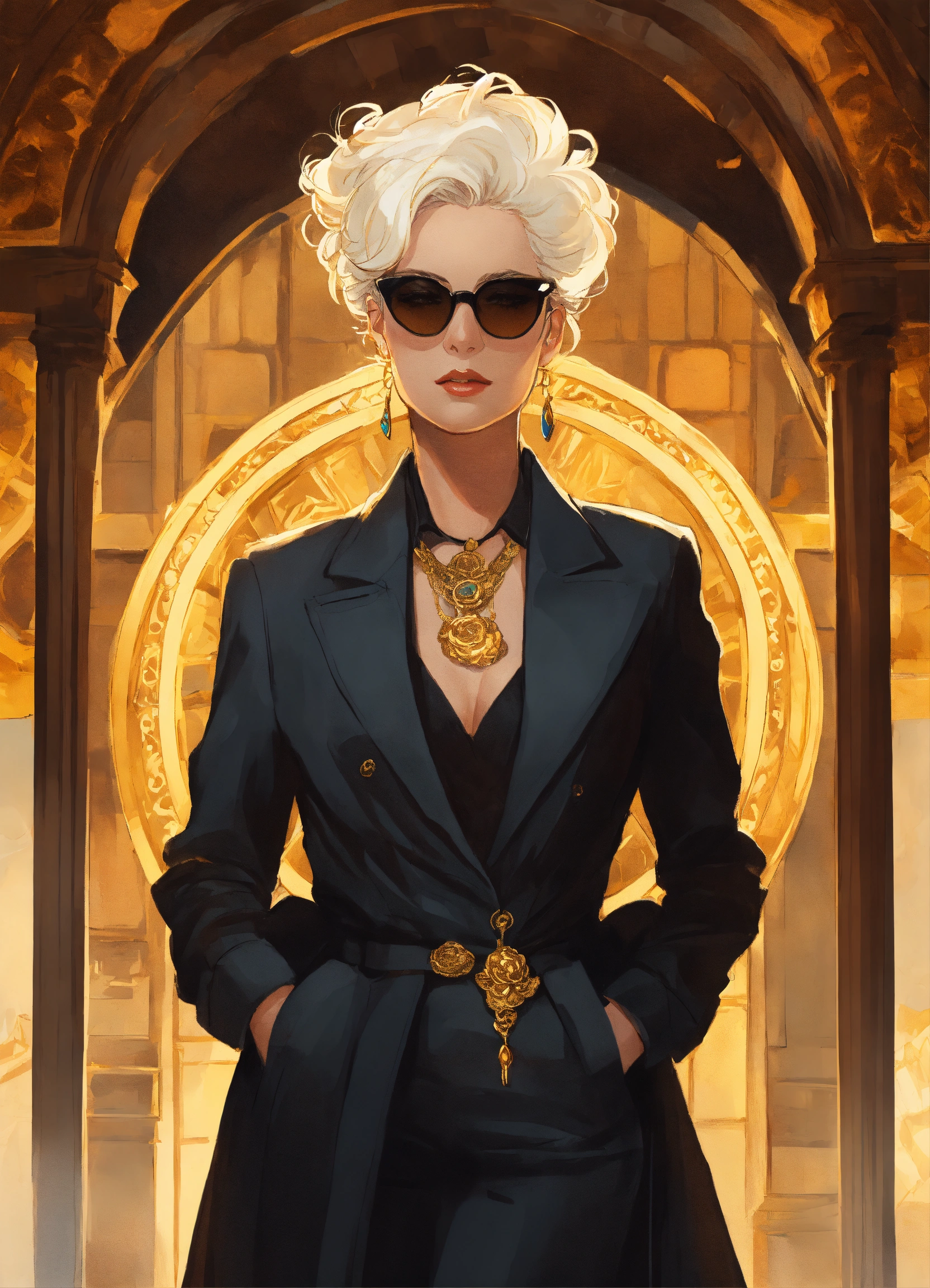 Lexica - Good omens as woman, female Aziraphale wearing black clothes ...
