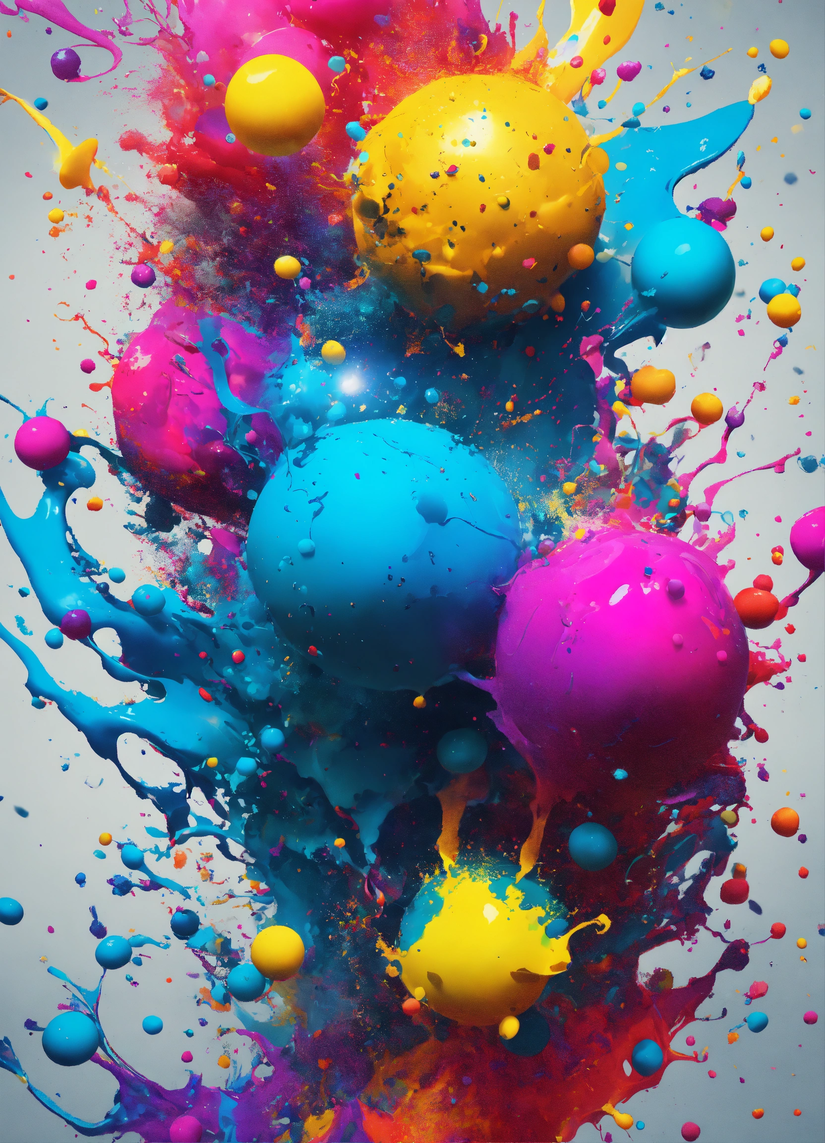 Lexica - Illustration made of colorful ink splatters, futurism, concept ...