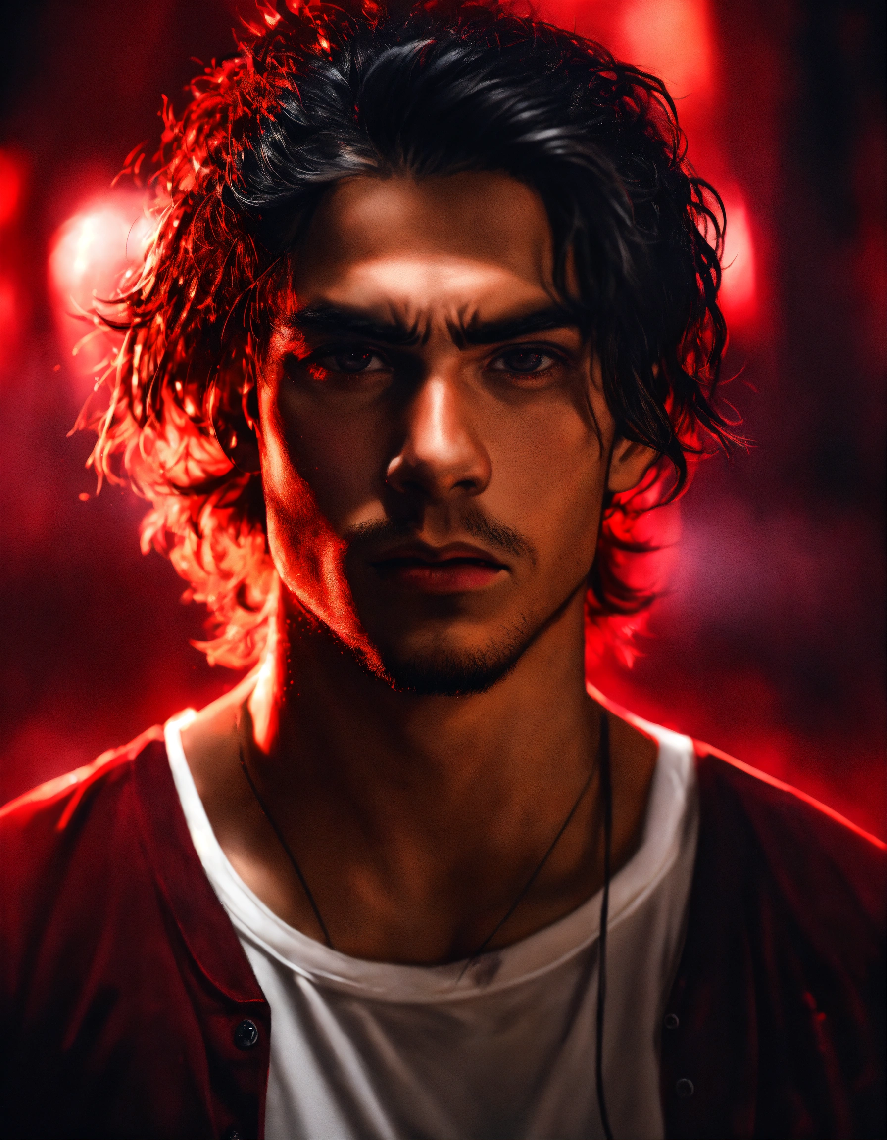 Lexica - A realistic photograph of a 22-year-old man, with a scary ...