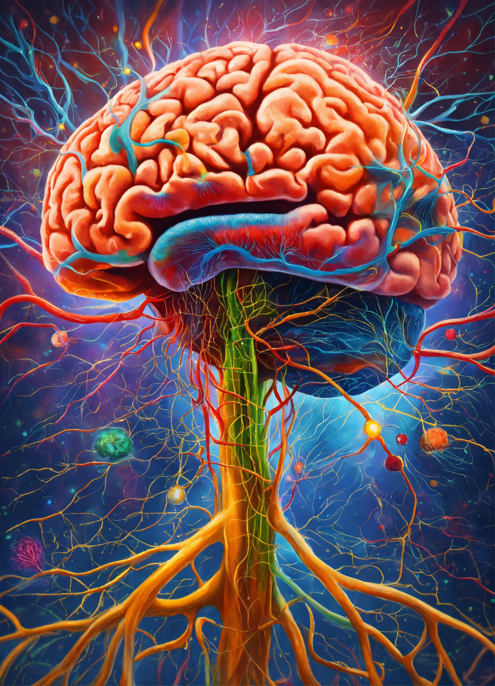 Lexica - A hand drawn painting of the inside of a human brain with ...