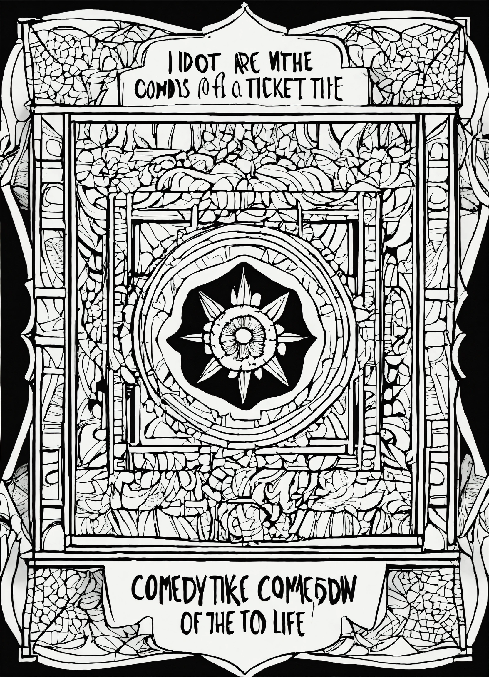 Lexica - Coloring page for adults, bold lines, dark lines, sign with a ...