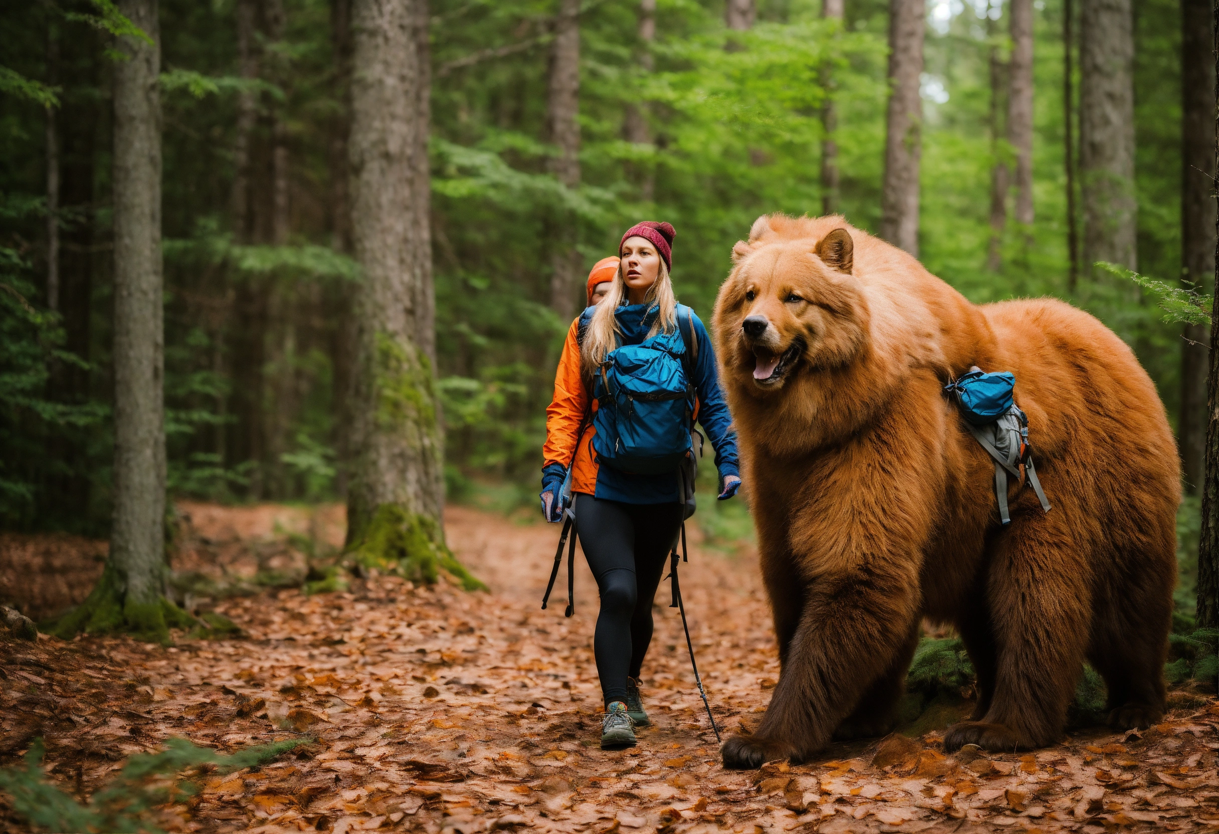 Lexica - 2 scared hikers in the woods portraits