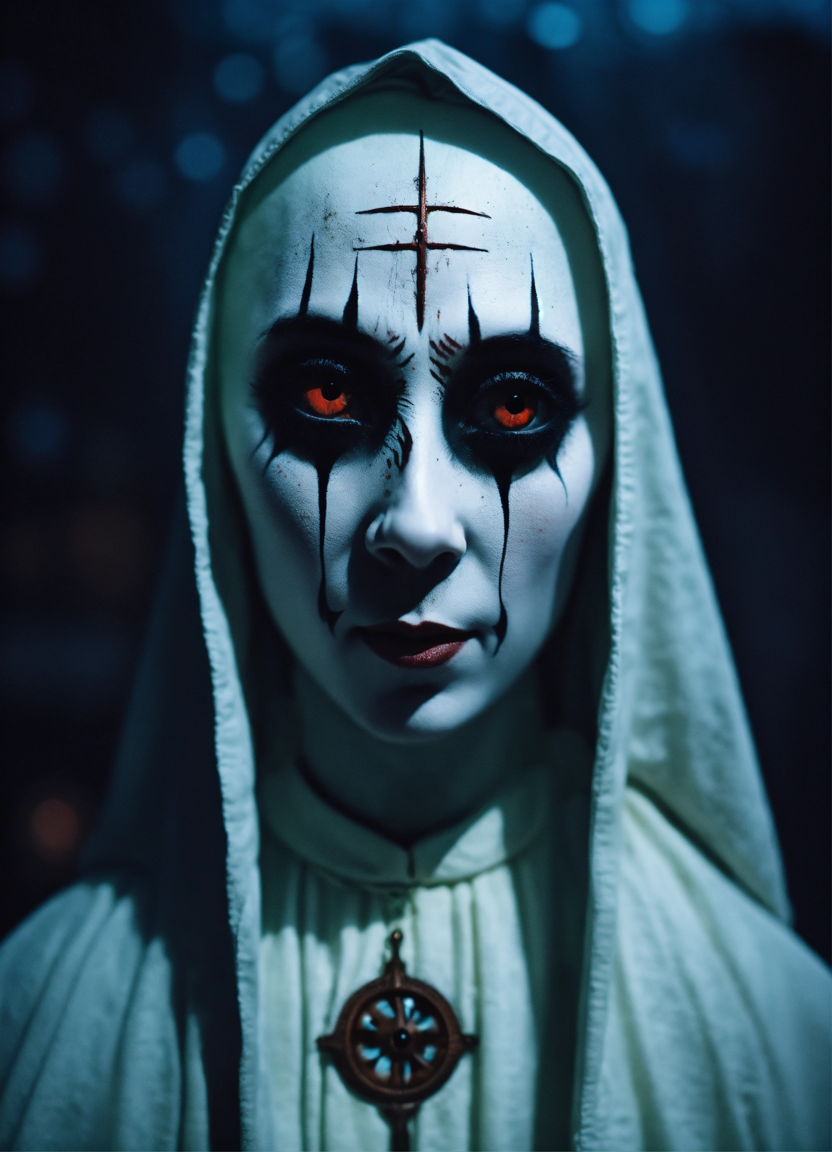 Lexica - Very cute, realistic valak whit many eyes standing in ...