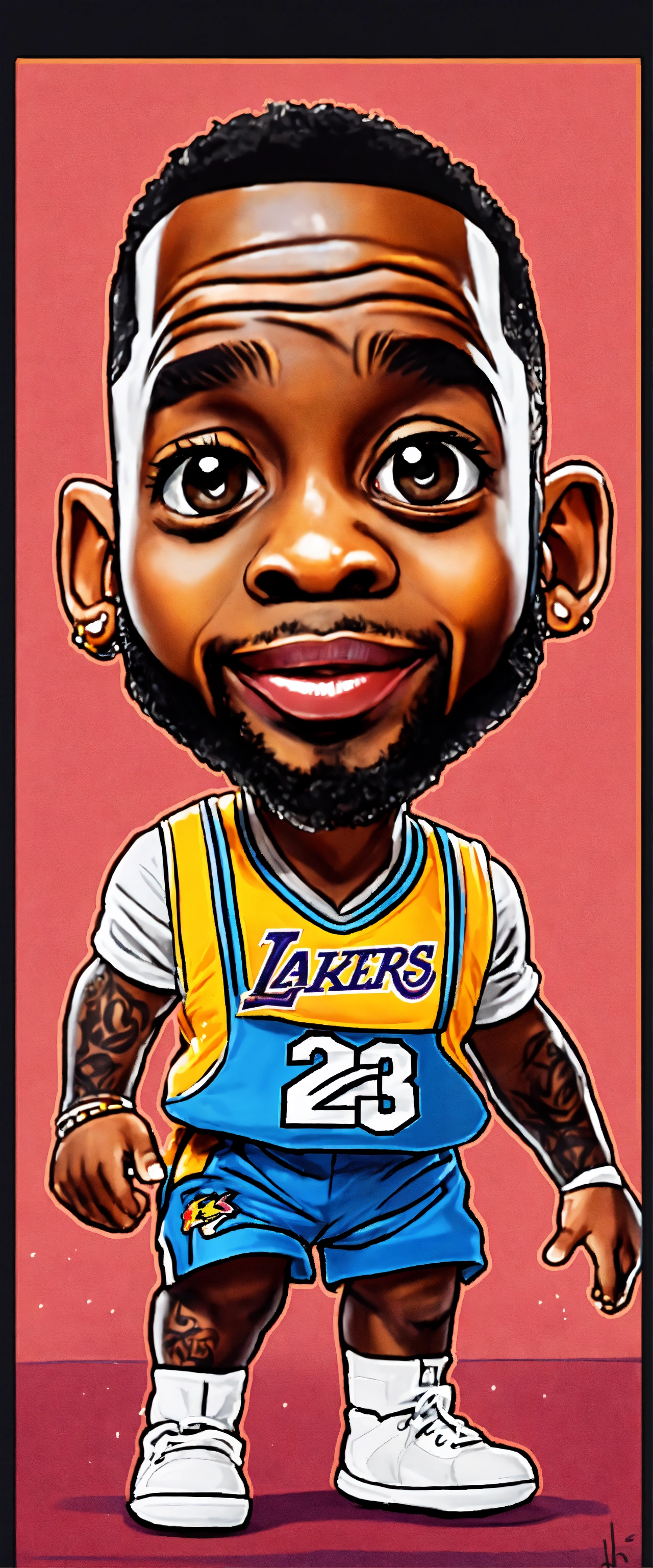 Lexica - Lebron James as a cute baby cartoon, big eyes Ultra realist