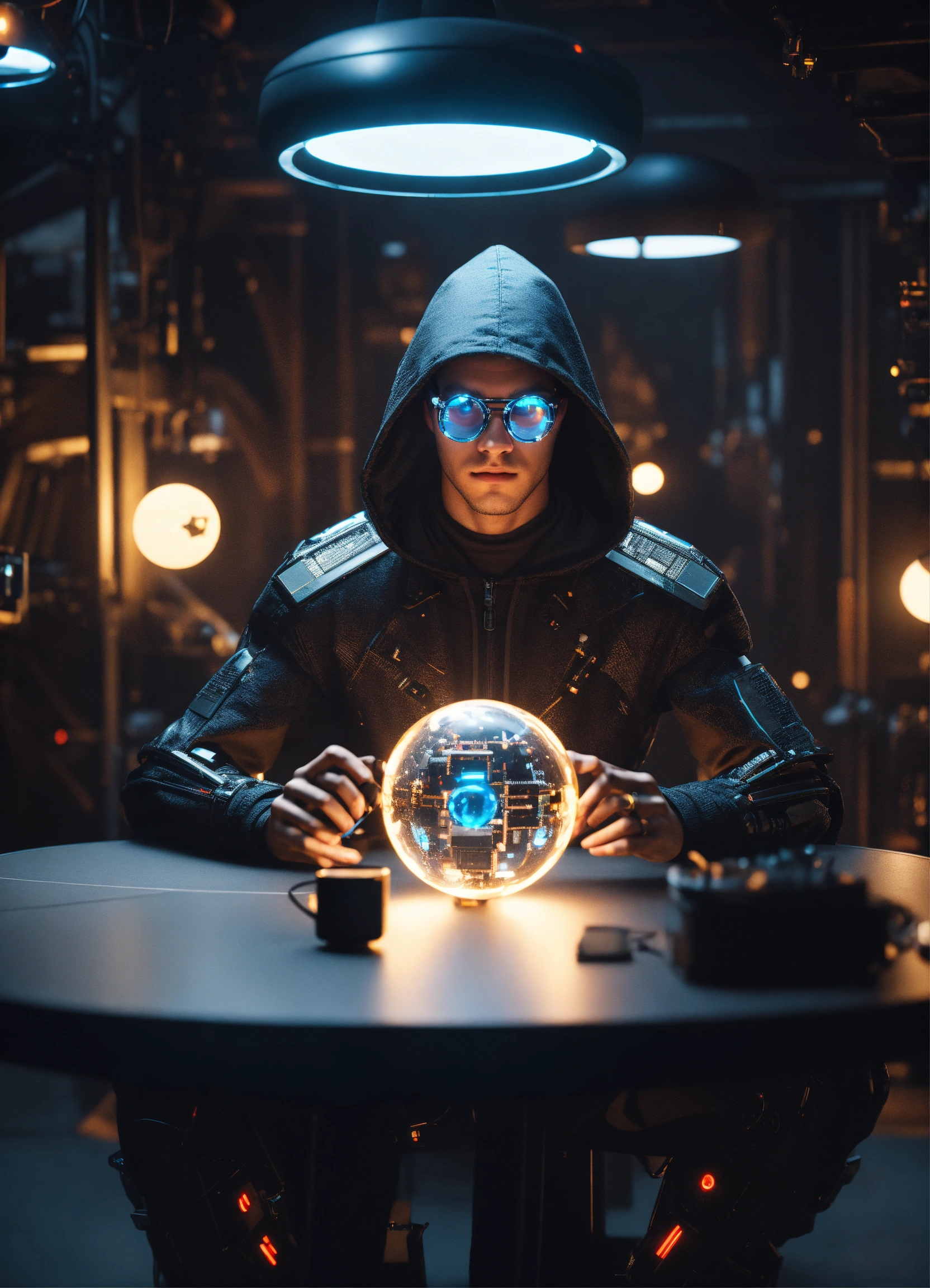 Lexica - Nerdy 25 year old male cyborg hacker wearing futuristic ...