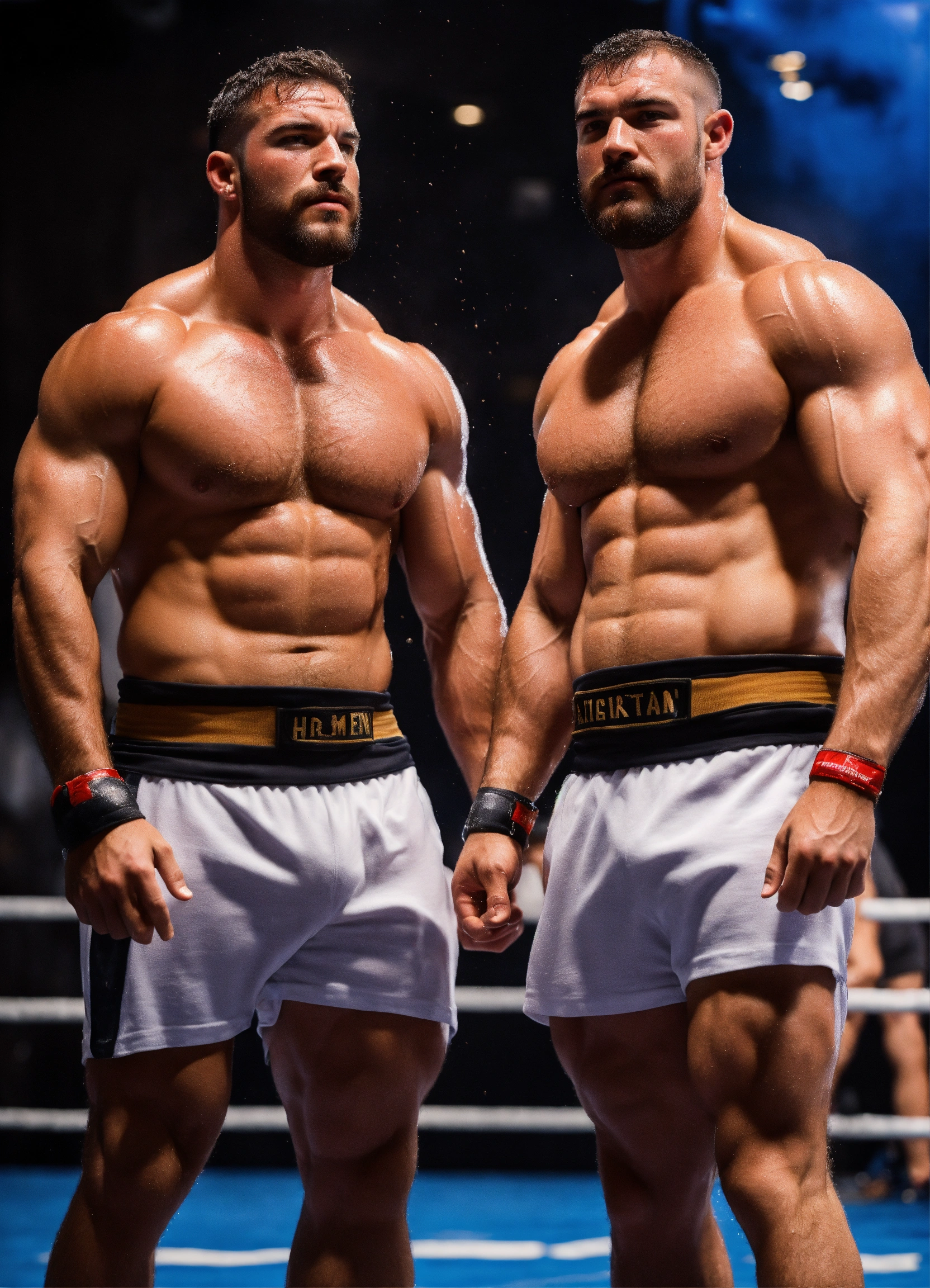 Lexica - Two Muscular sweaty heavyweight alpha men with broad and ...