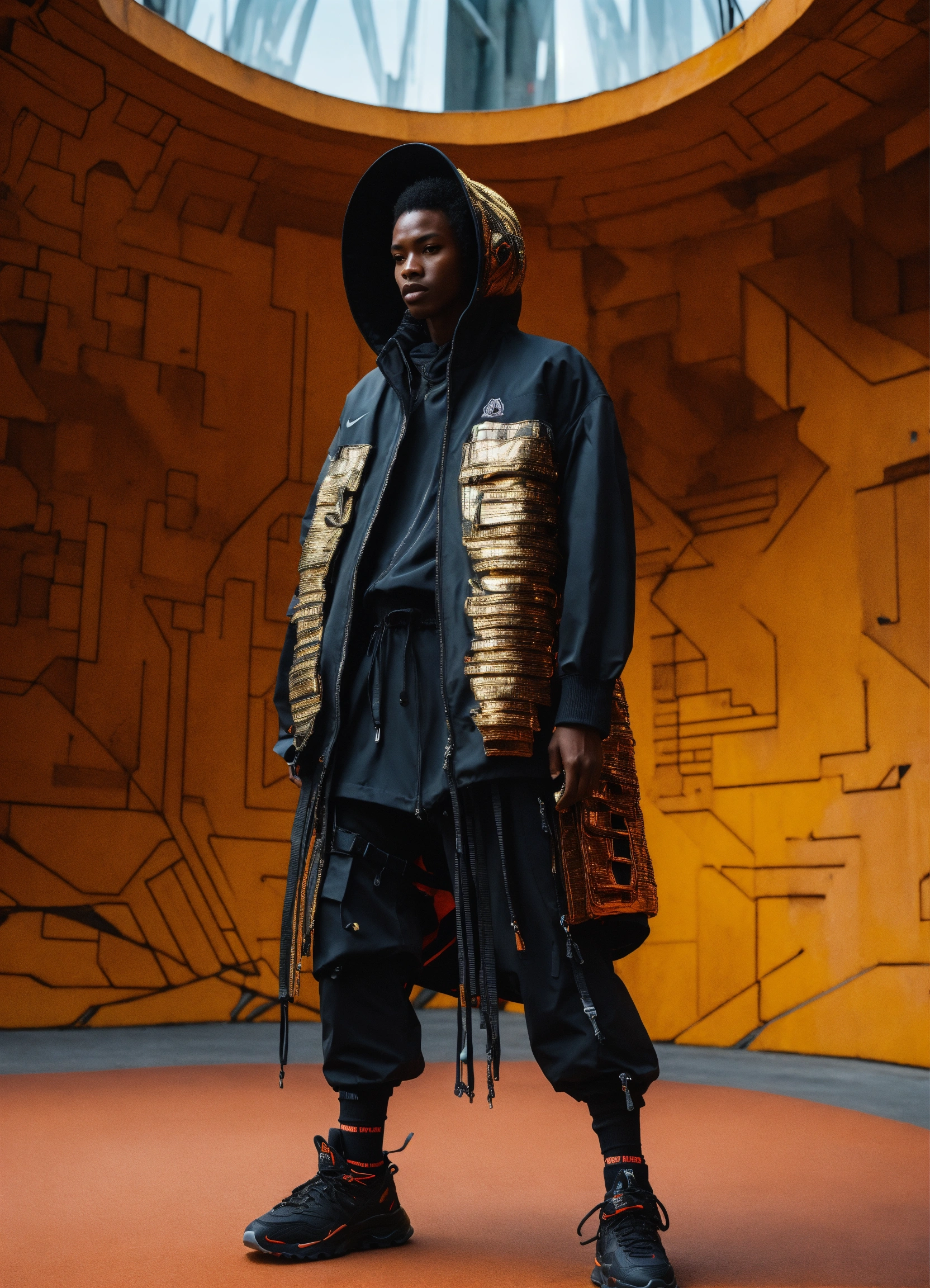 Lexica - Highly detailed black modelCyberpunk techwear streetwear look ...