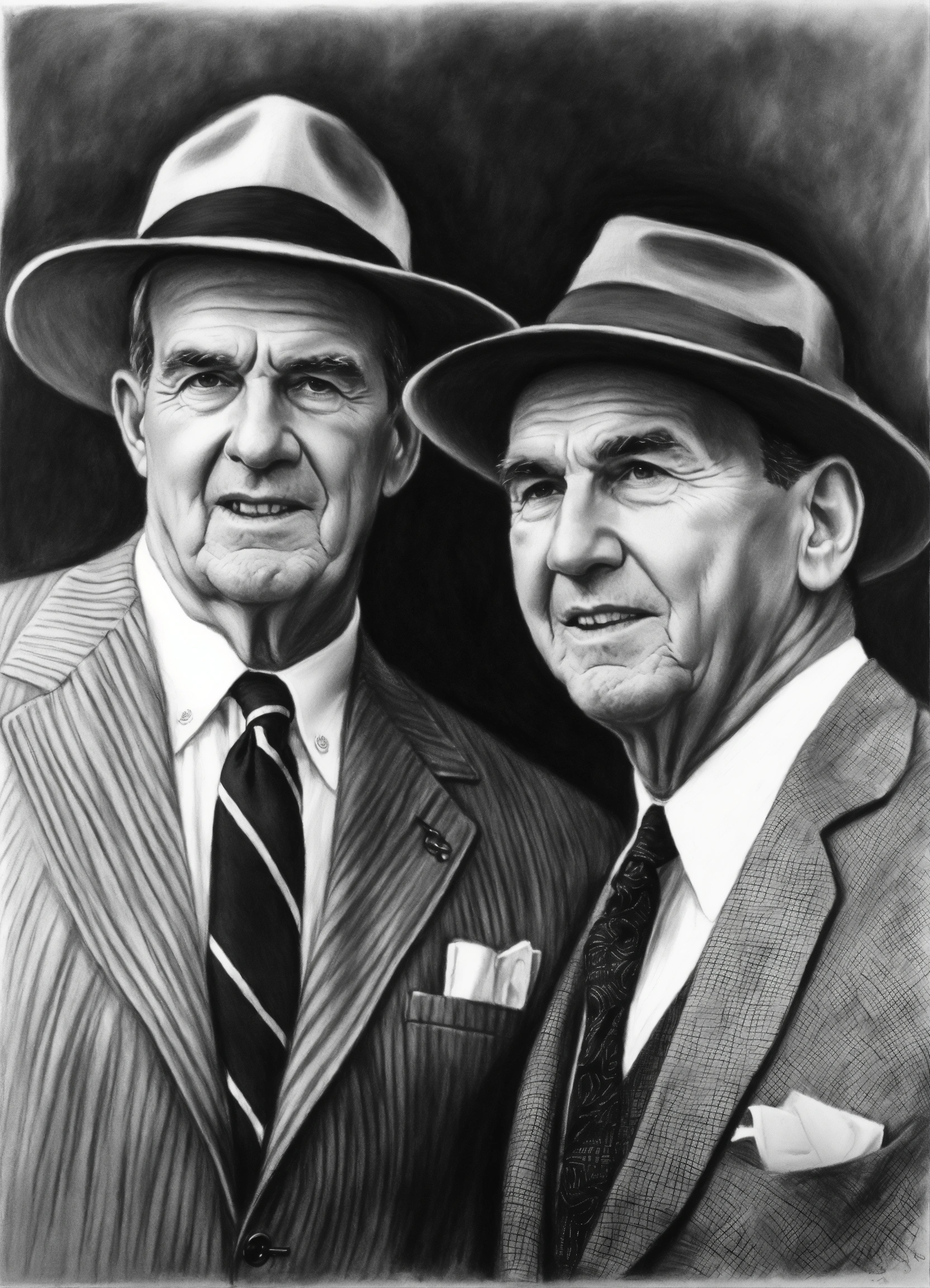 Lexica - Charcoal pencil portrait of paul bear bryant and nick saban