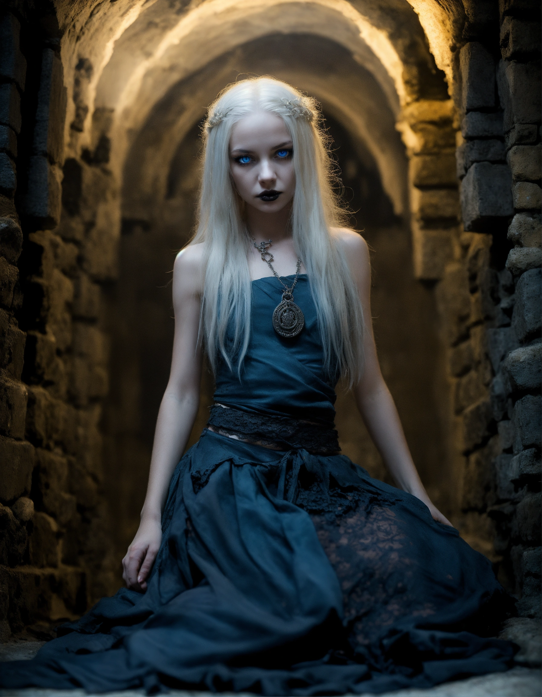 Lexica - Body portrait, sehr kindhafte twelve year old female goth ...