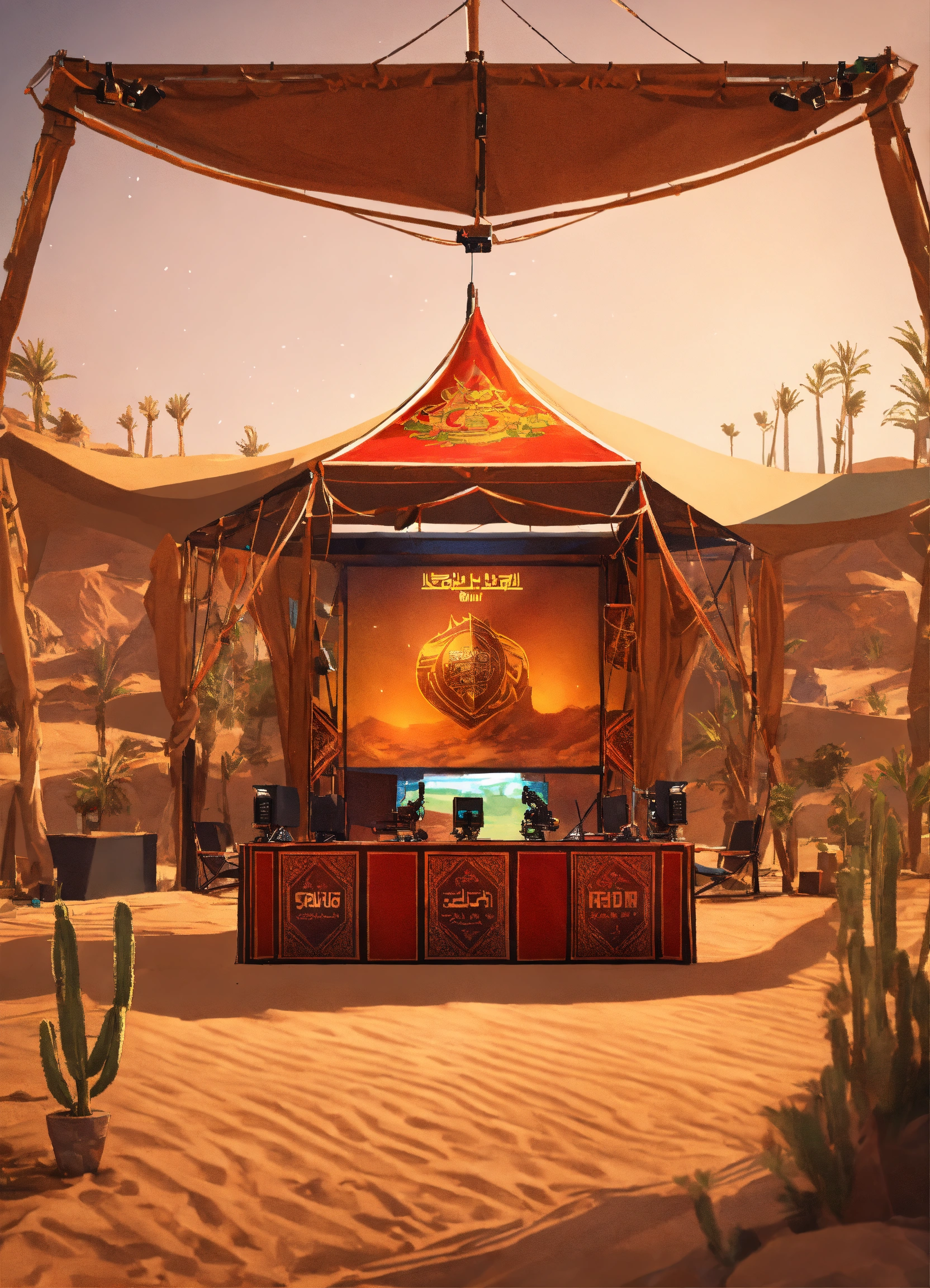 Lexica - Generate an image of a small esports venue's desert tent style ...
