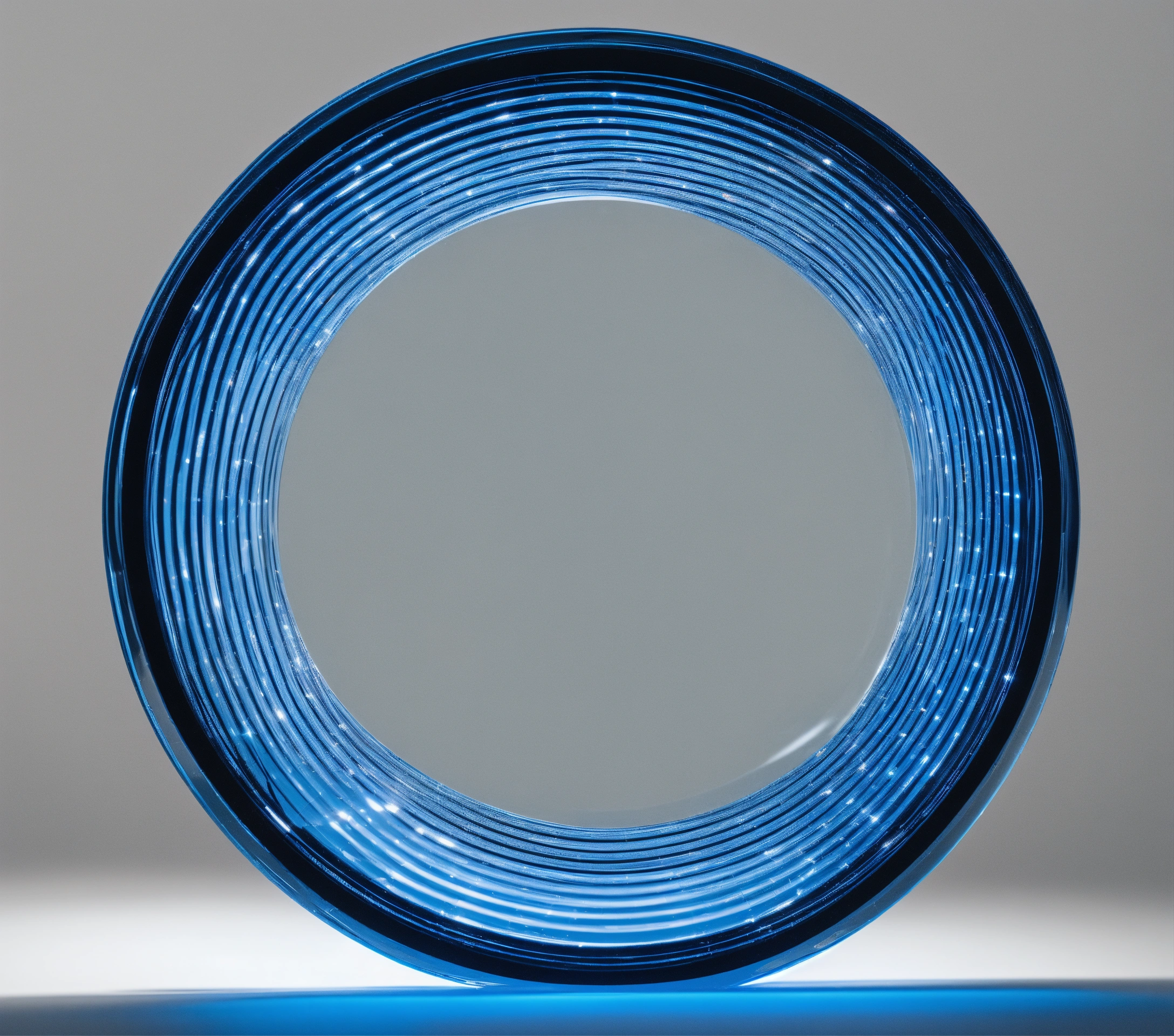 Lexica - Optics glass thin circle shown from the side, illuminated blue ...