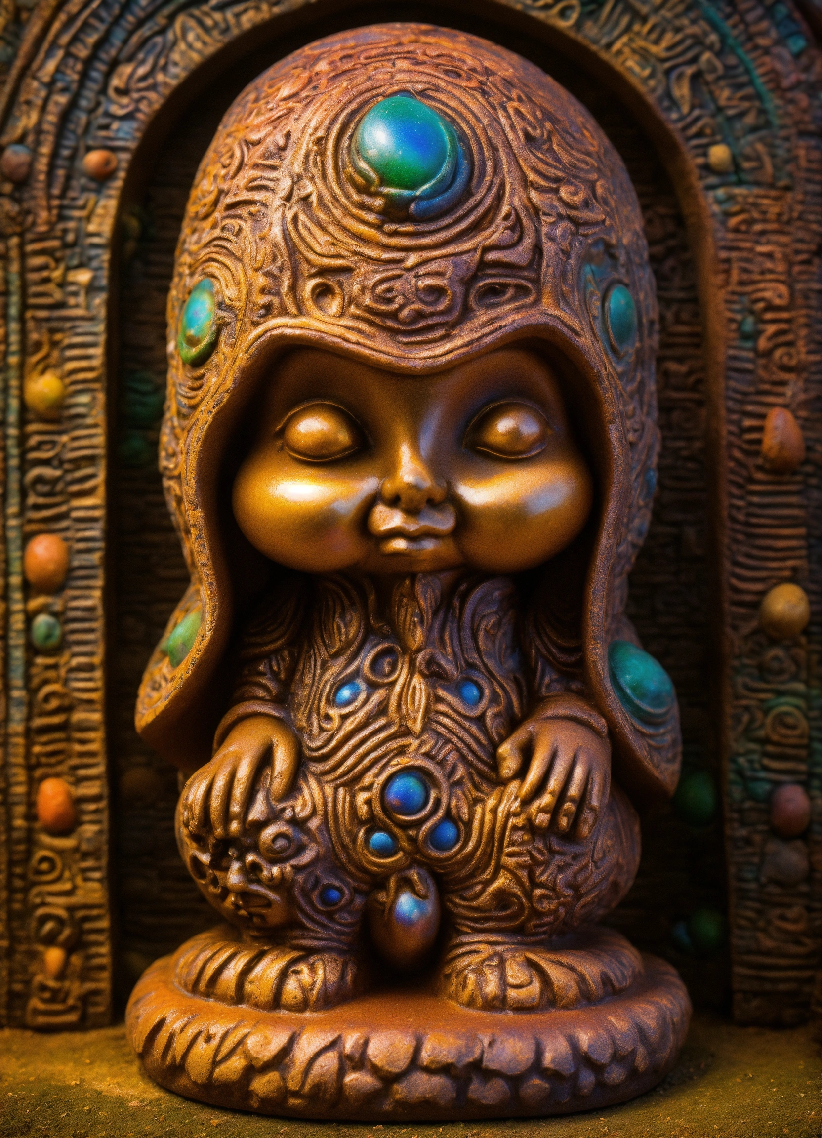 Lexica - A round shaped ancient stone hand made meditative hooded gnome ...