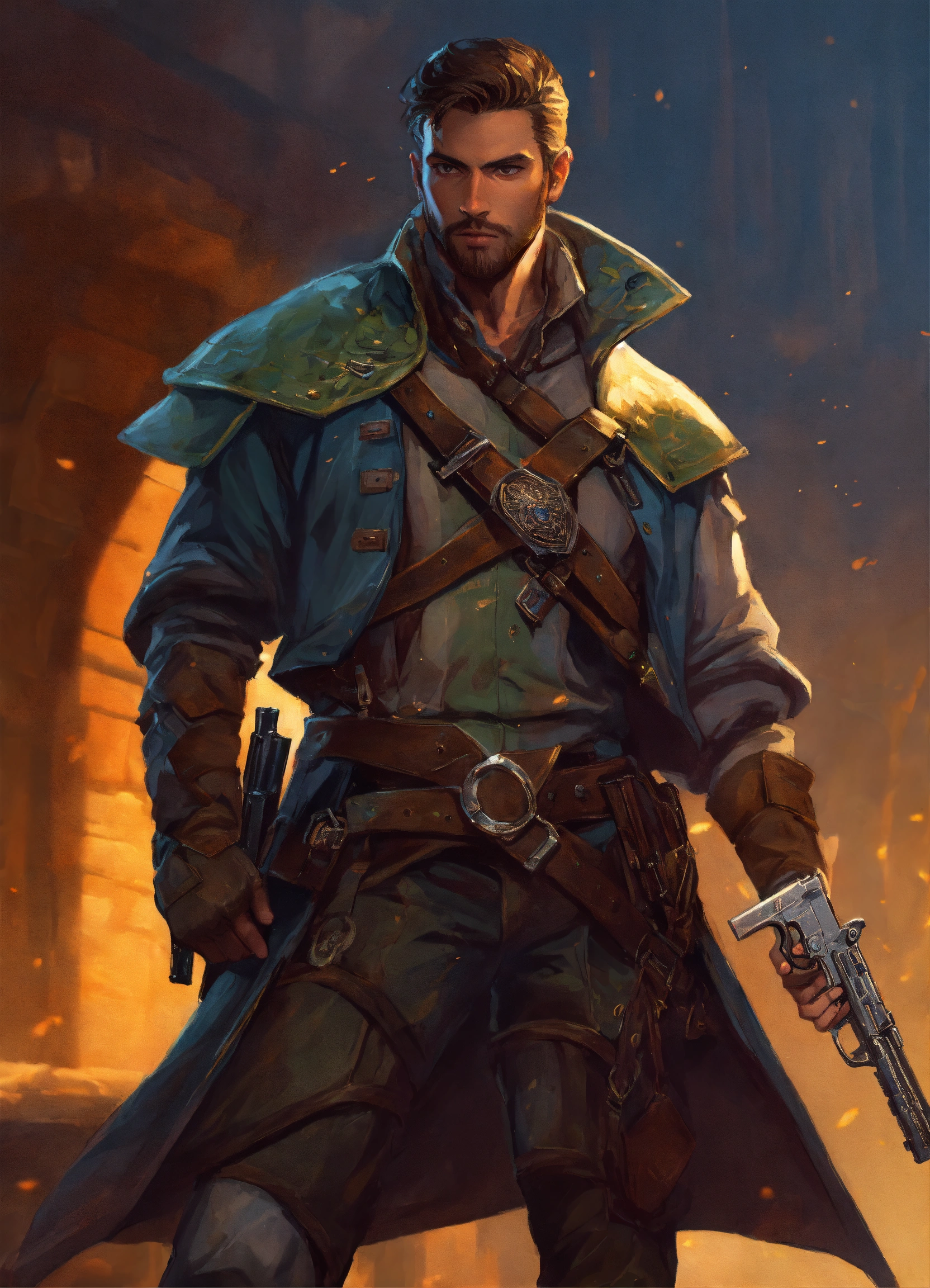 Lexica - Male human bounty hunter, with a dueling pistol in his right ...