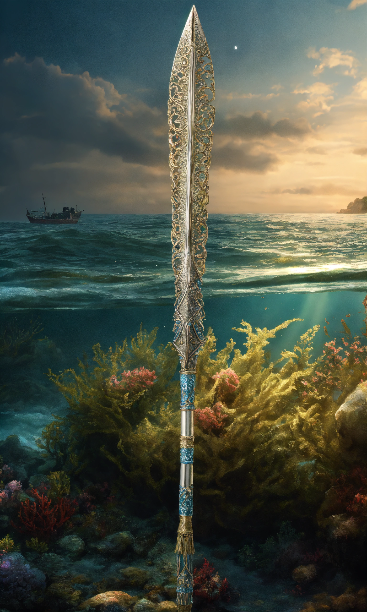 Lexica - 8k, picture of a narrow and delicate toothed fishing spear ...
