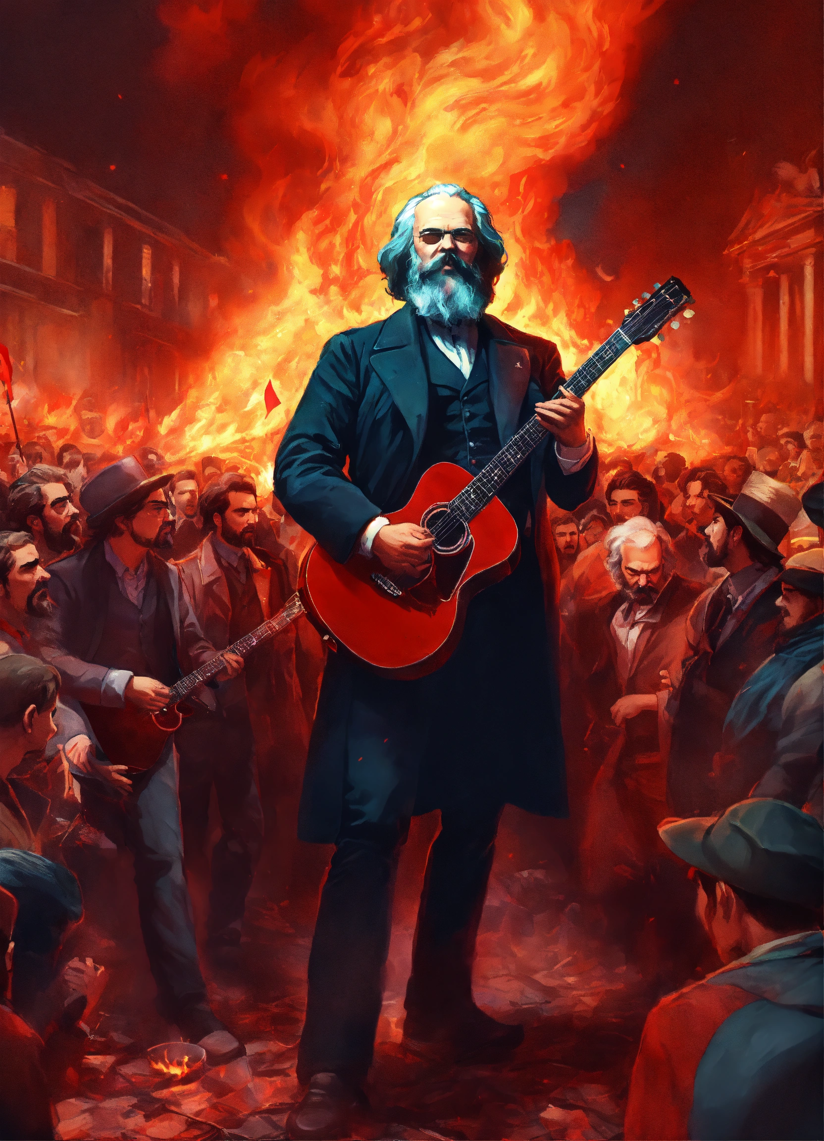 Lexica - Illustration Karl Marx strumming a burning ELECTRIC guitar ...