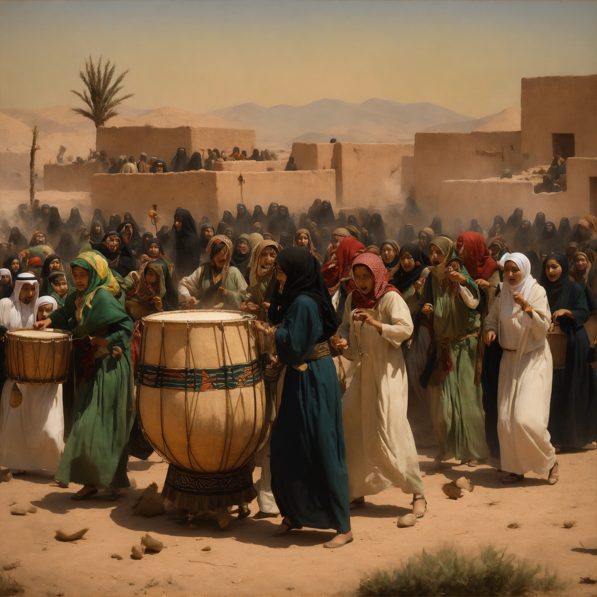 Lexica - Arab and Amazigh women beating drums and tambourines in a terrifying and strange scene ...