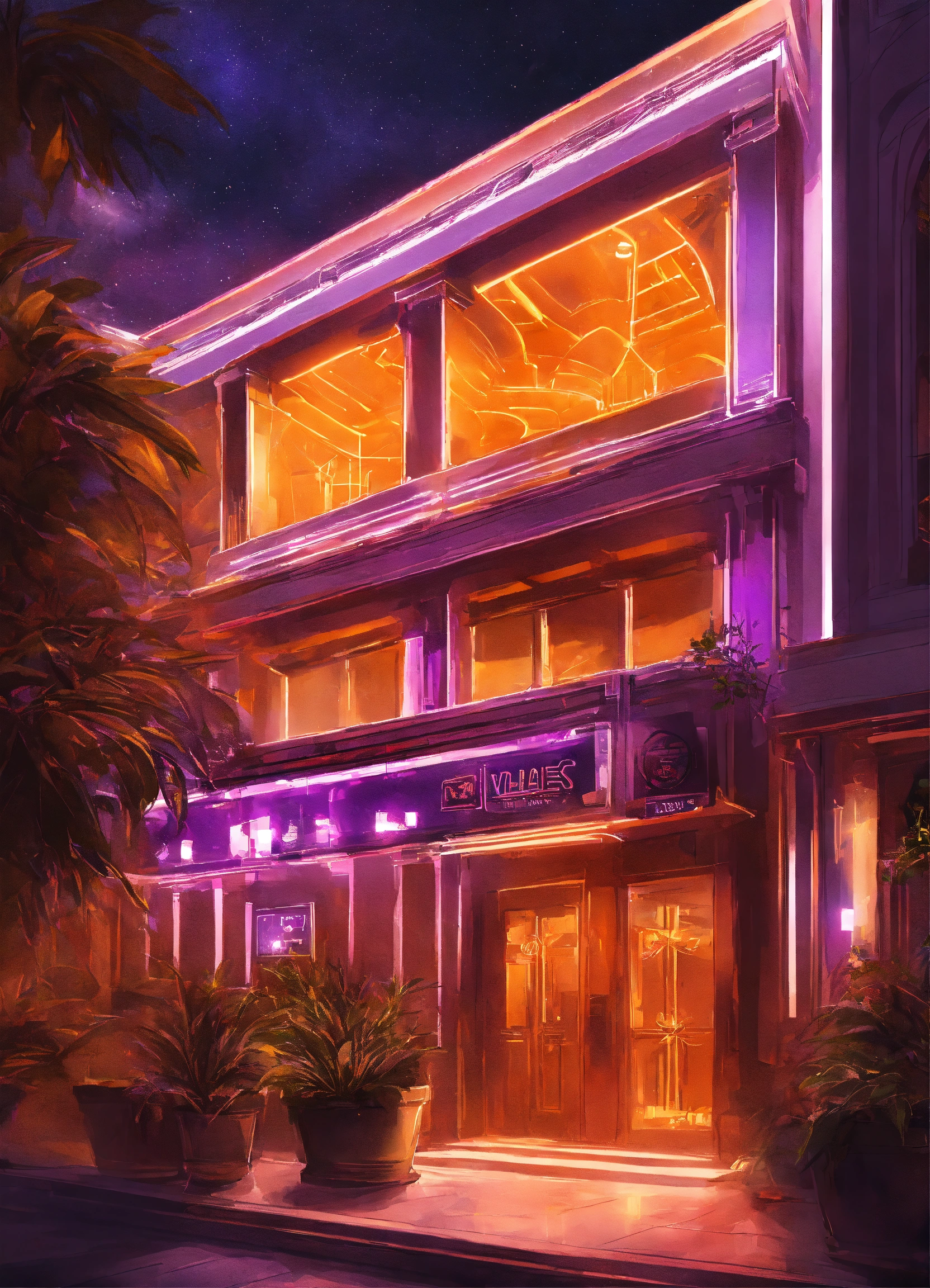 Lexica - Digital art of a two-story, classy, white Star Wars night club ...