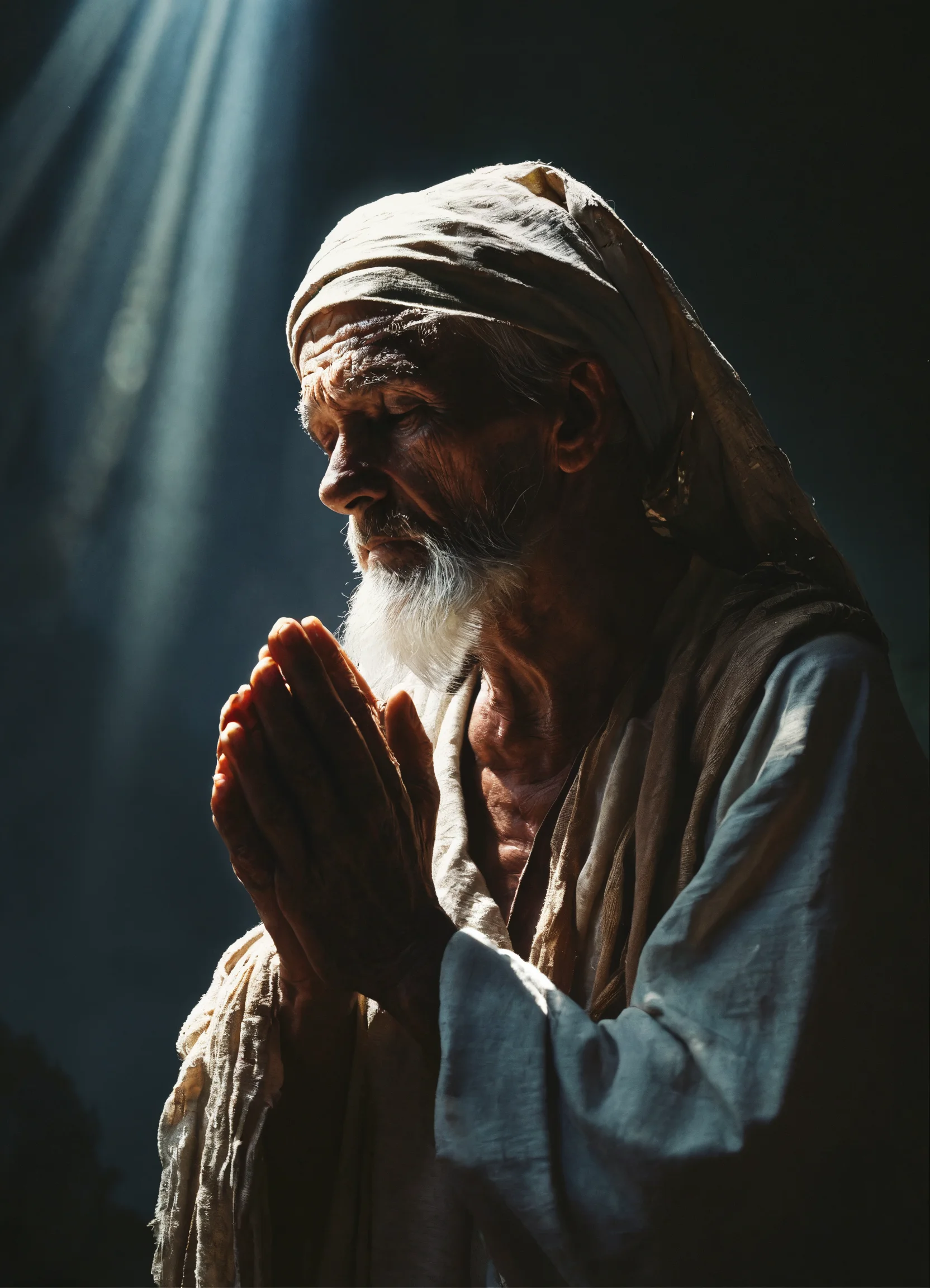 Lexica - A blessed holy old man ,light coming from the sky, cross on ...