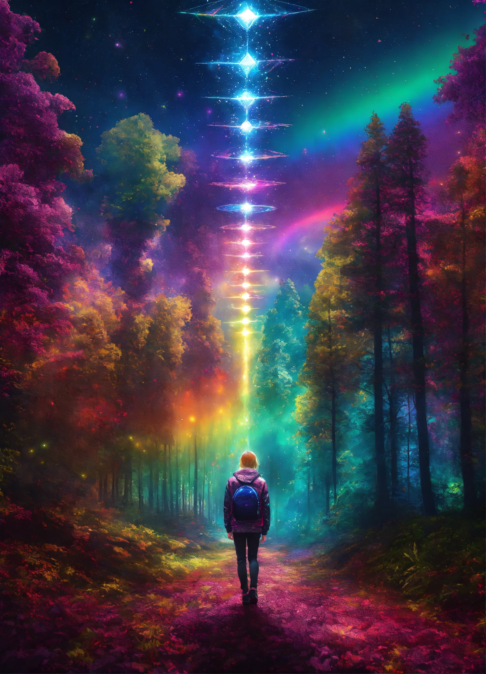 Lexica - Sun flying made of diamonds and glitter black rainbow neon ...