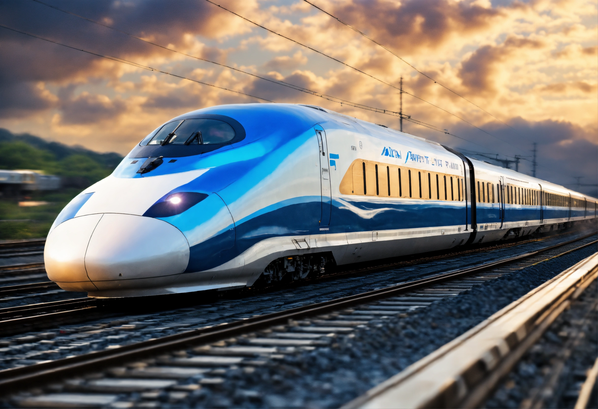 Lexica - Bullet train flying in the sky, 8k, masterpiece.