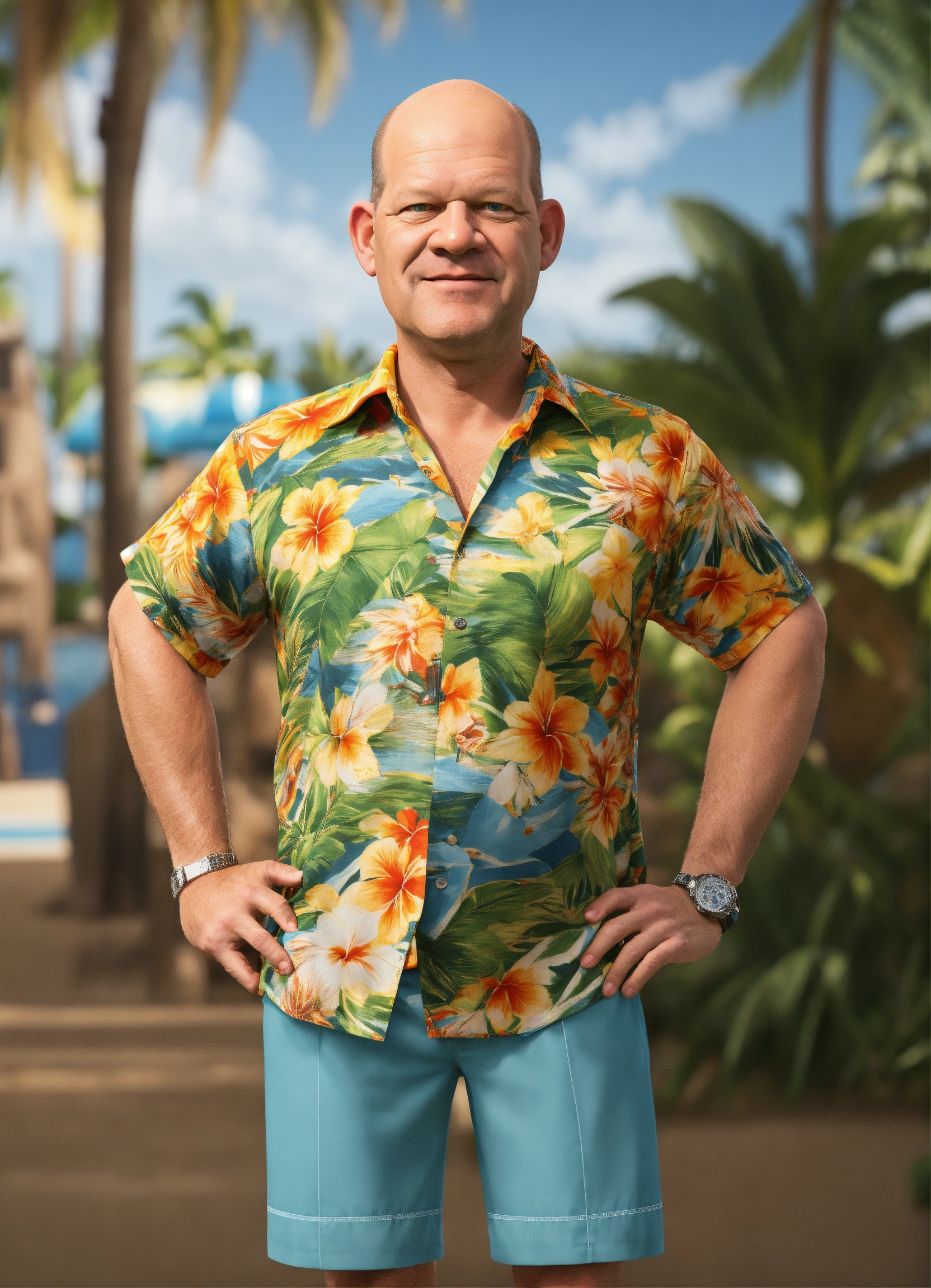 Lexica - He image depicts Olaf Scholz as a 3D cartoon in a front-facing ...