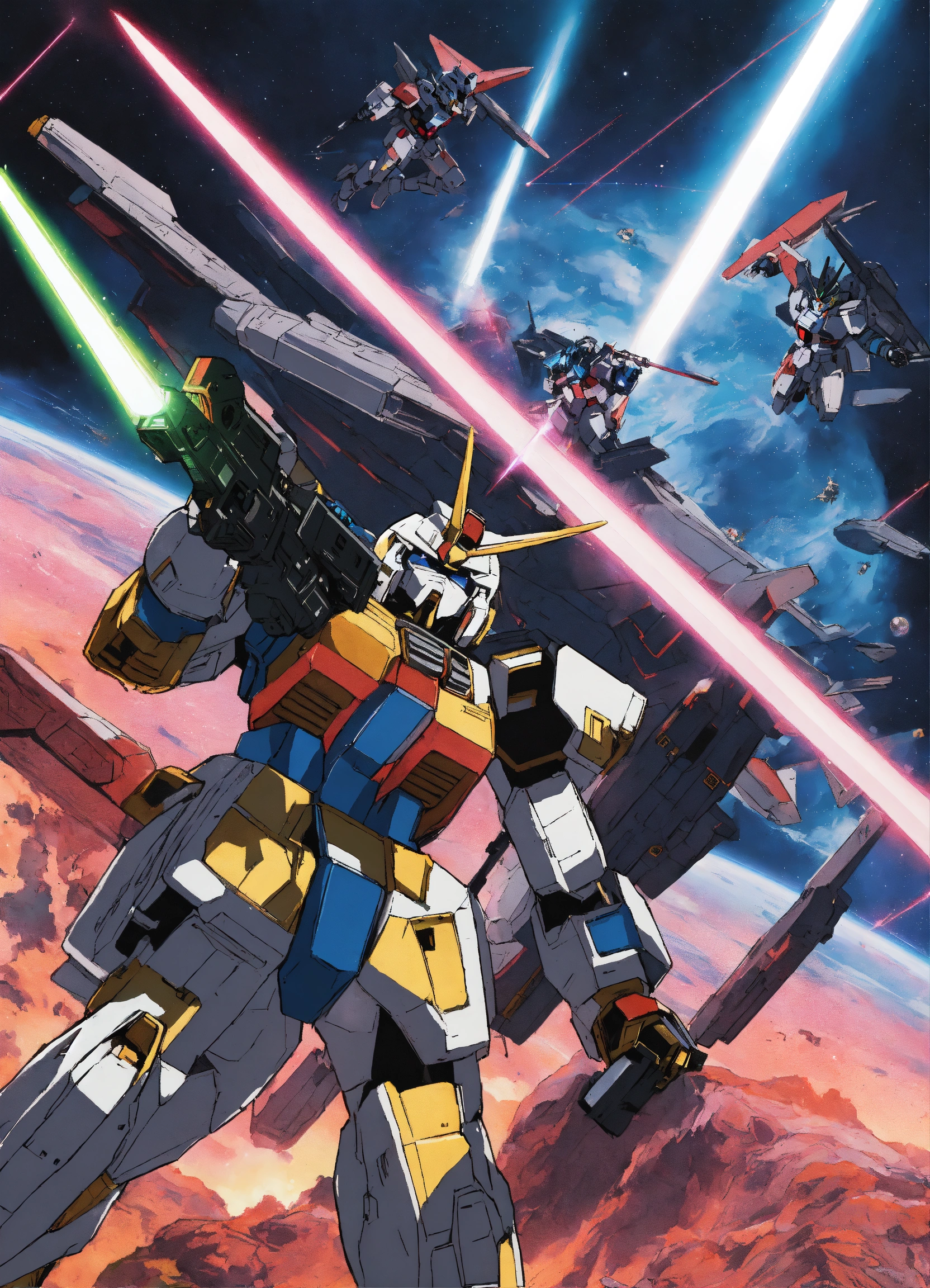 Lexica - 80s anime style black characters gundam pilots laser swords ...