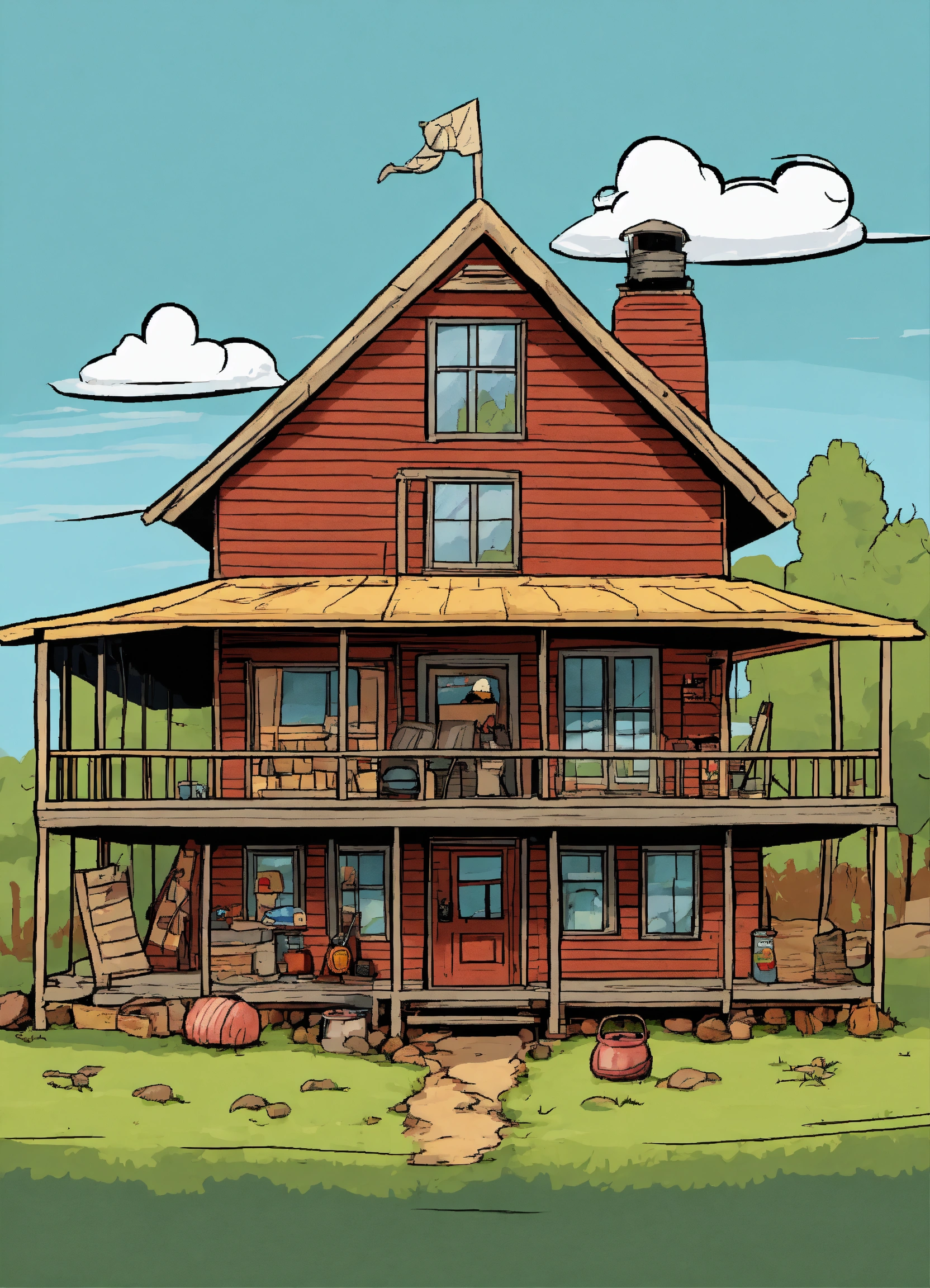 Lexica - Funny redneck hillbilly house cartoon drawing