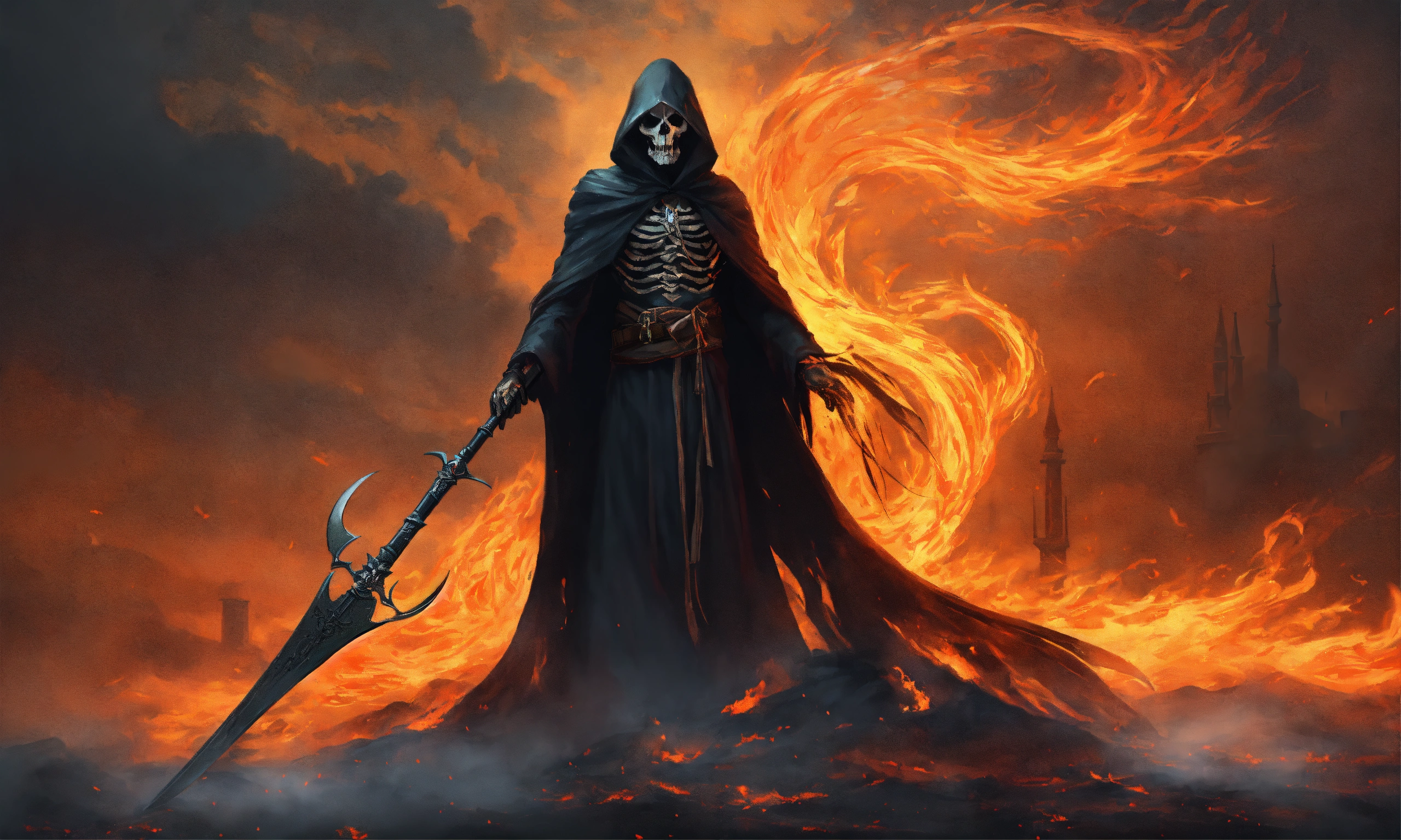 Lexica - The grim reaper with flowing scythe raised for the kill ...