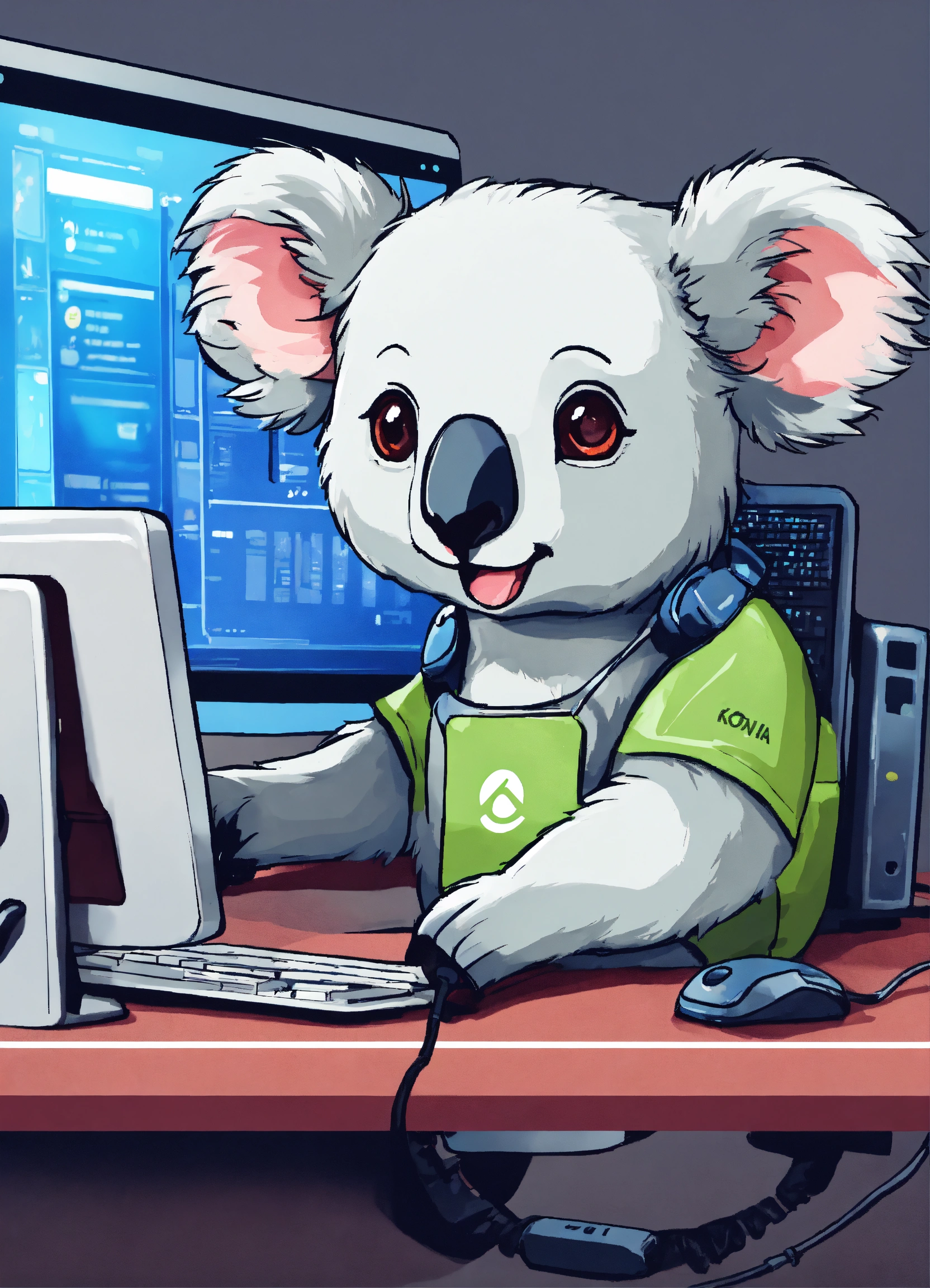 Lexica - A koala tech support, cute illustration