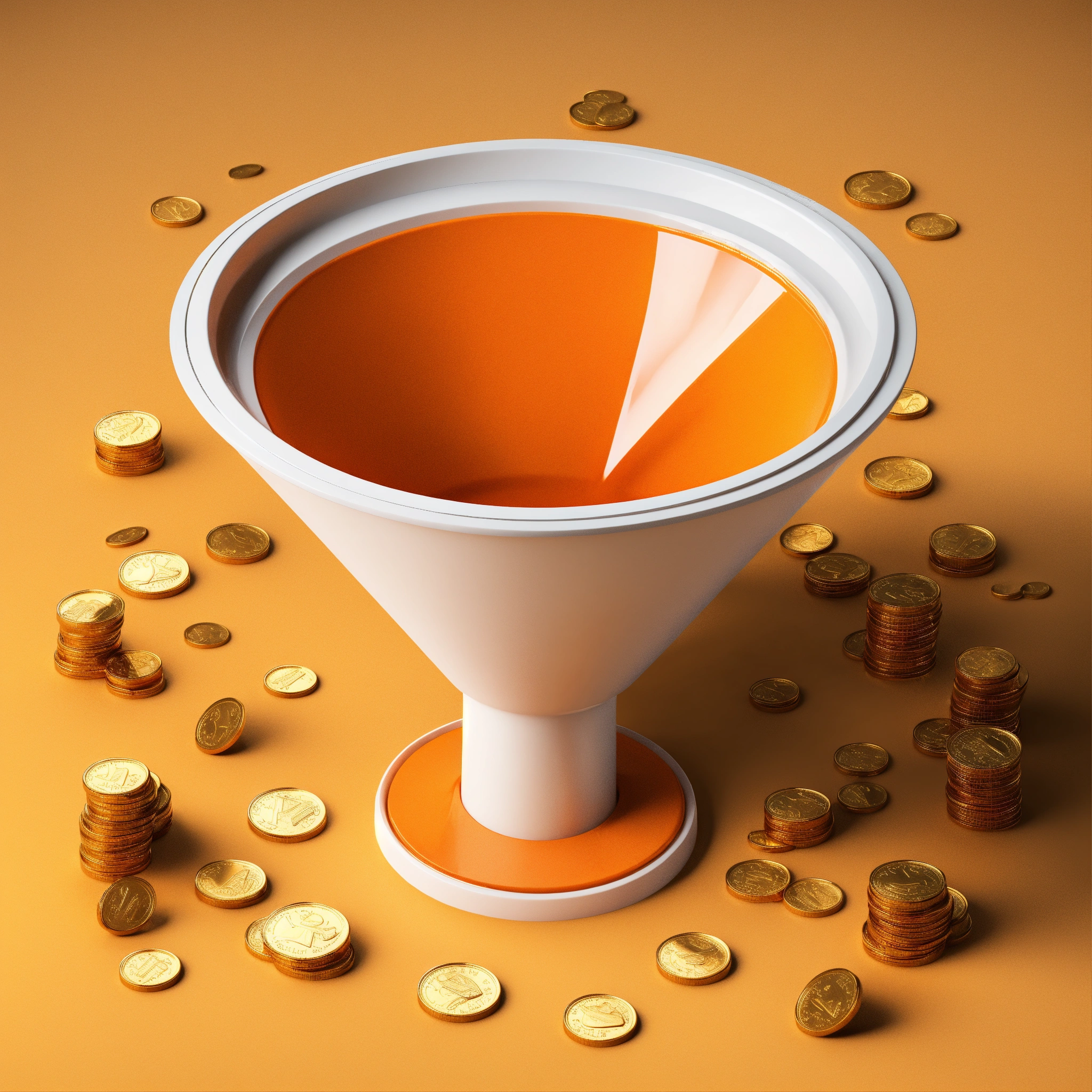 Lexica - The icon in 3 d, the funnel from which gold coins fly out, is ...