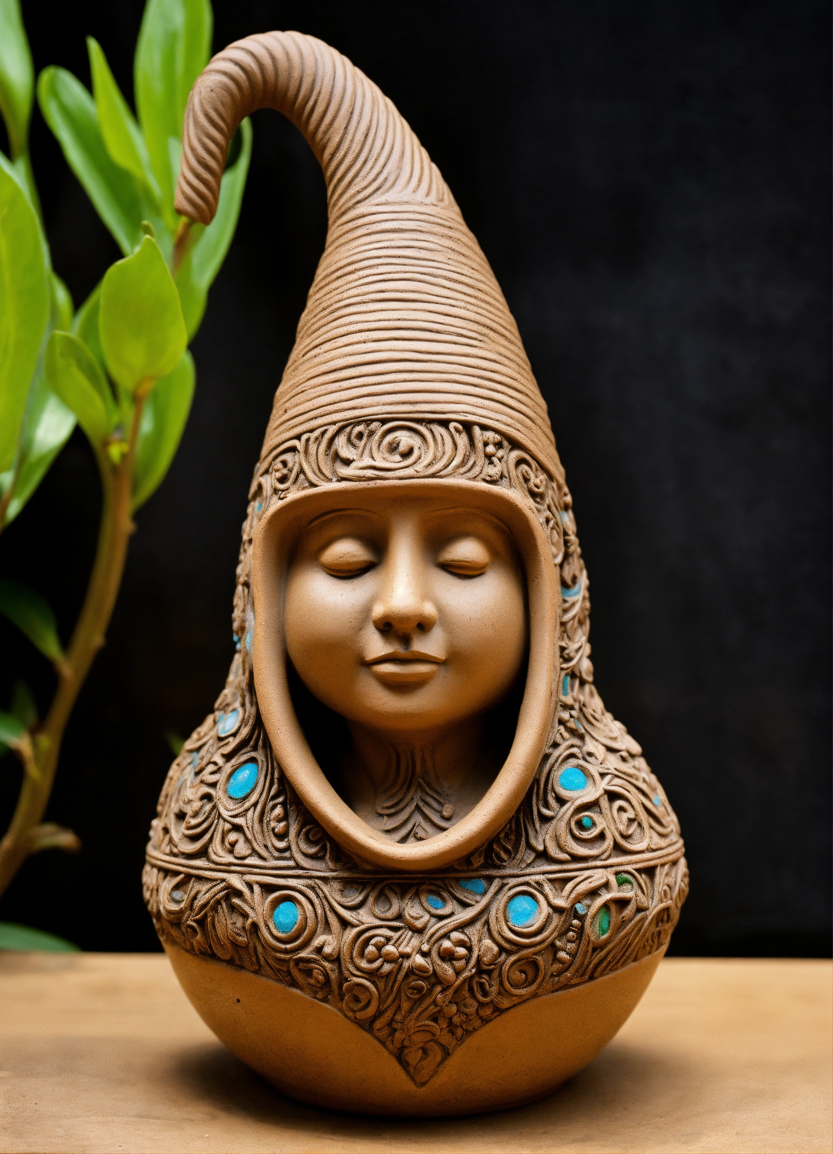 Lexica - An ancient clay hooded sculptured garden gnome teardrop shaped ...