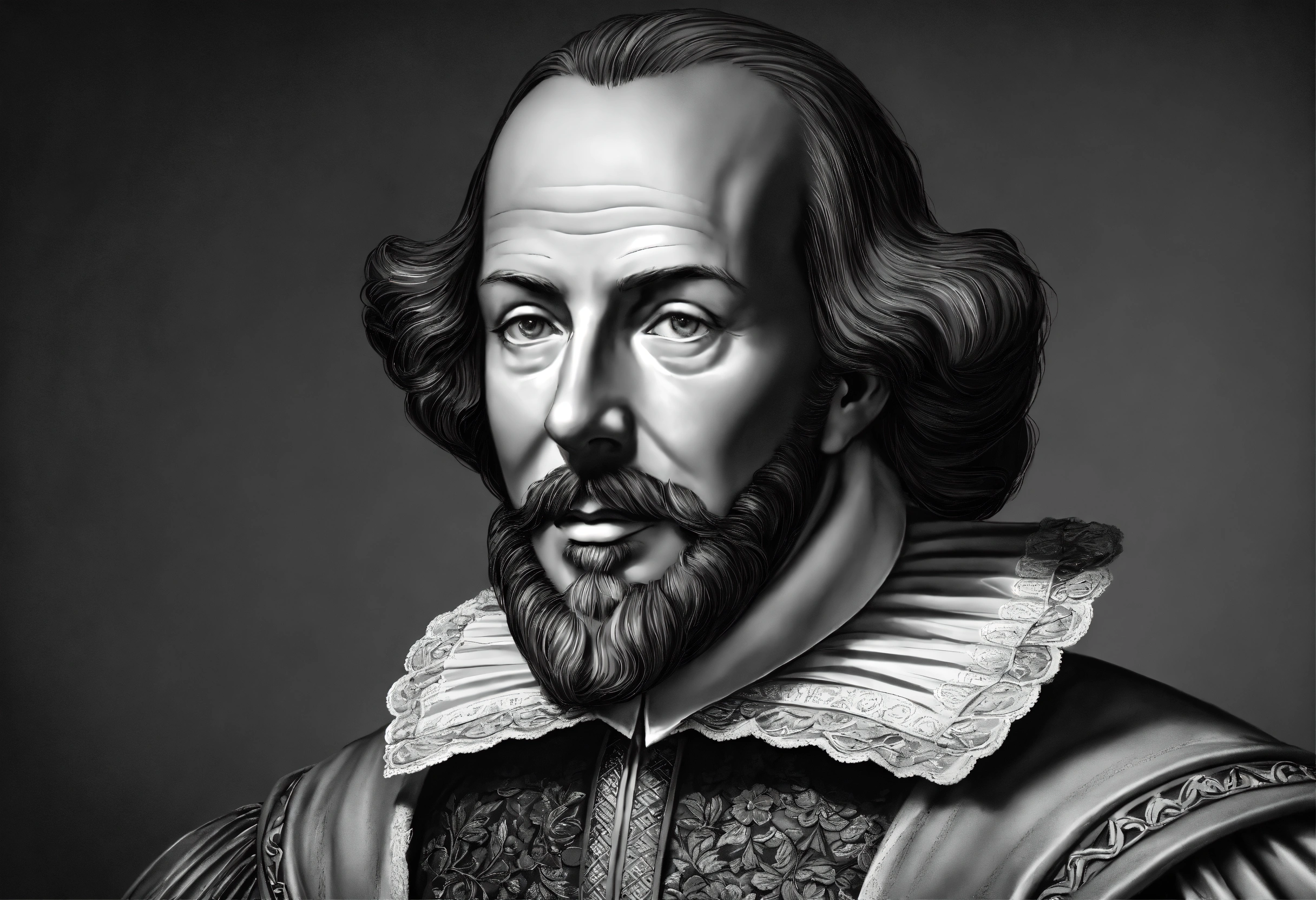 Lexica - Greyscale Portrait of William Shakespeare in photo realistic style