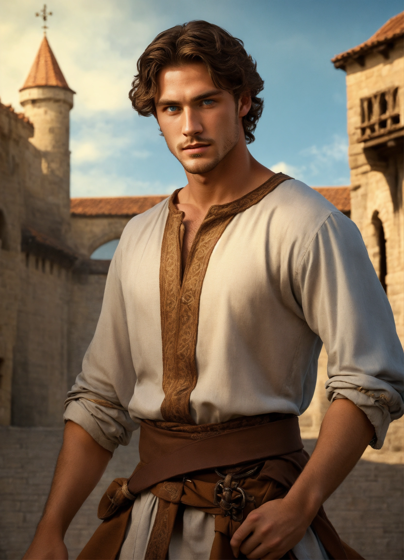 Lexica - Very handsome man, light blue eyes, brown hair, courageous ...