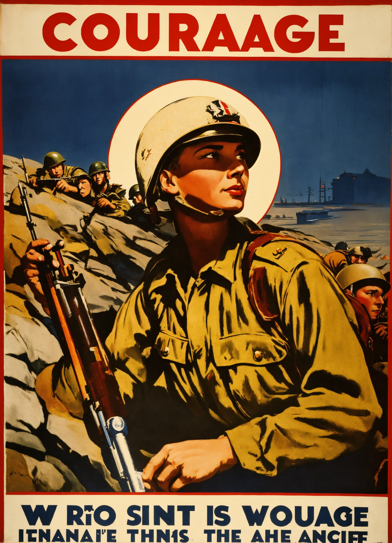Lexica - WwII propaganda poster promoting courage