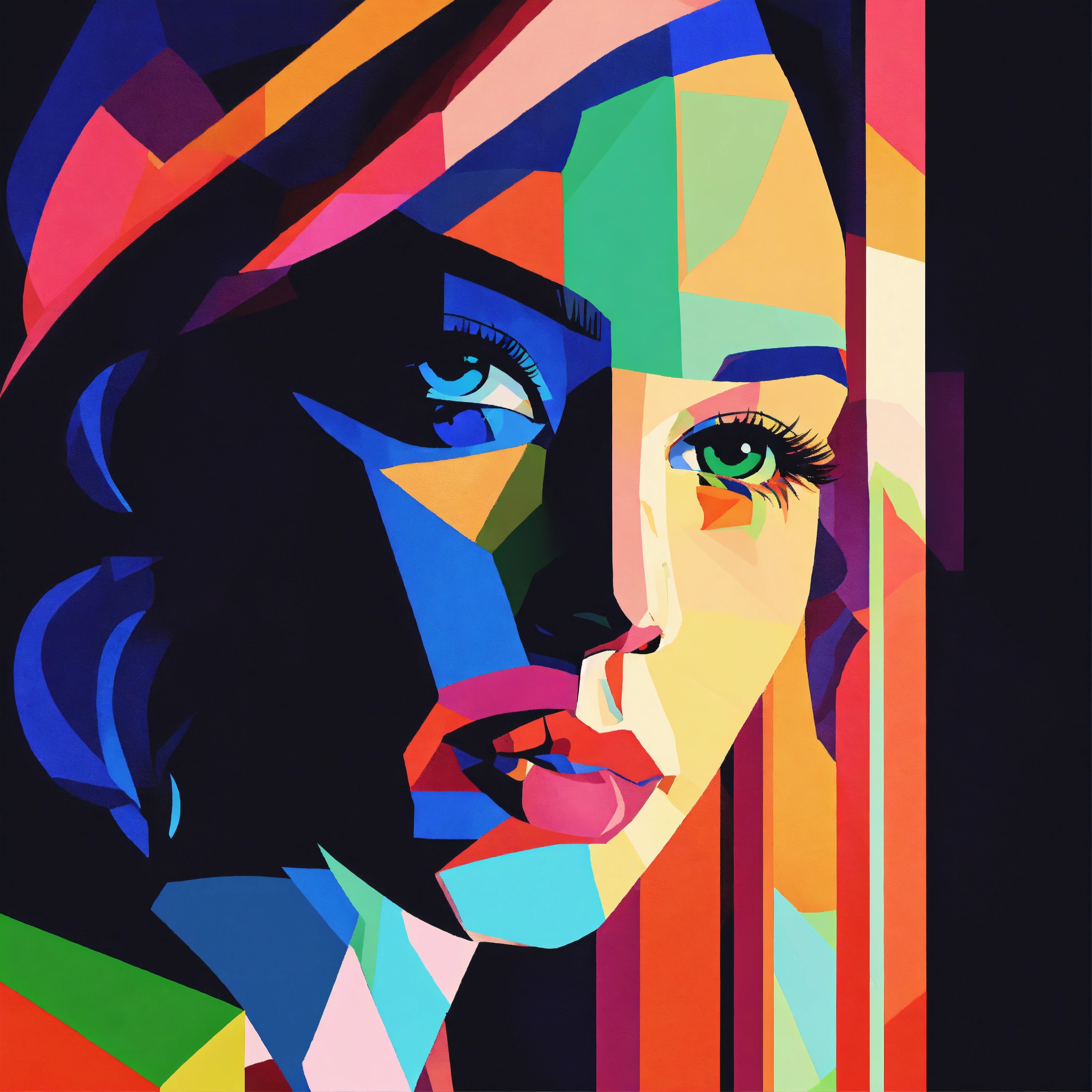 Lexica - Simplified abstract illustration of close up portrait of ...
