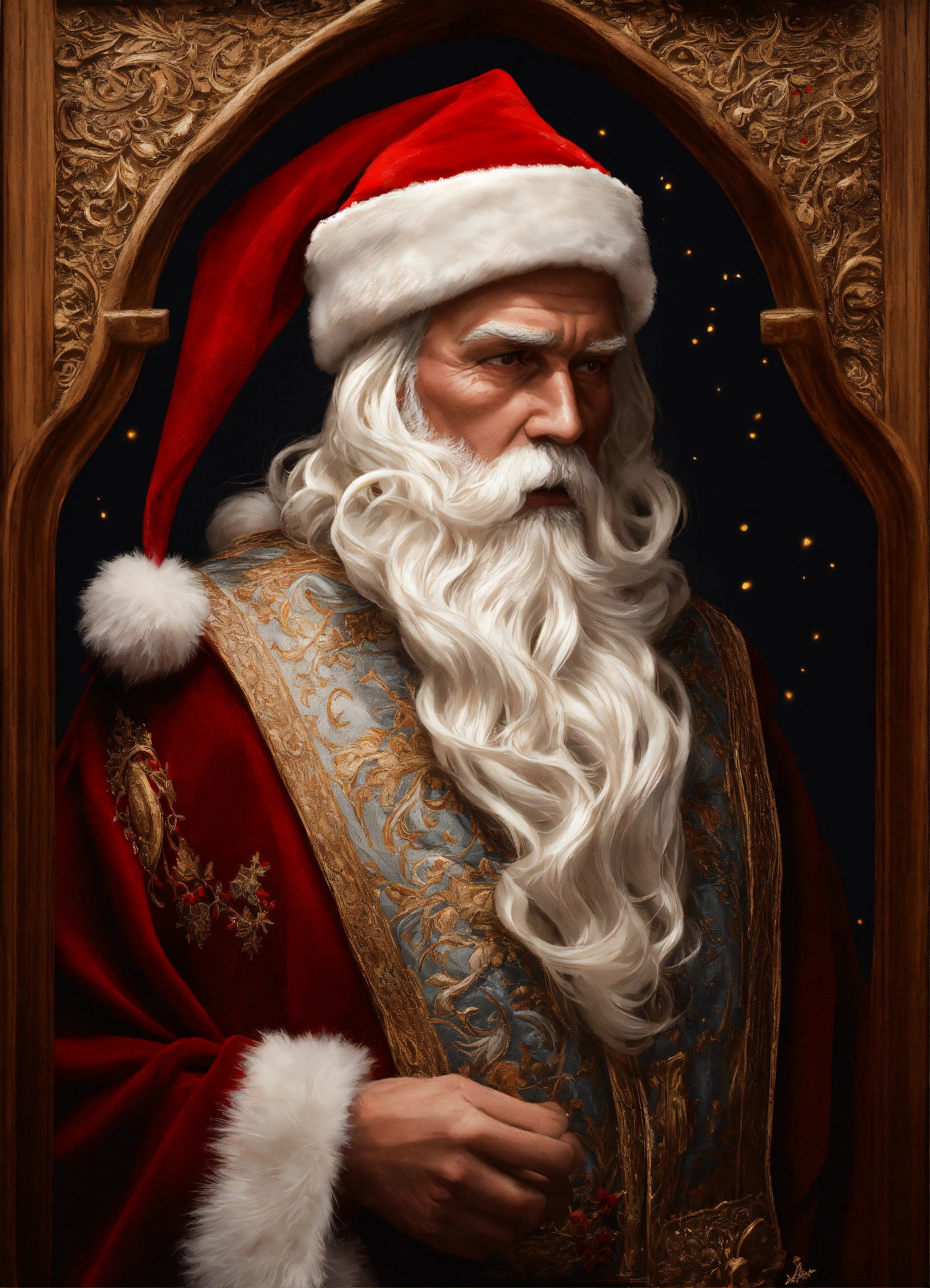 Lexica - Beautiful medieval Santa Claus sideview portrait, intricate ...