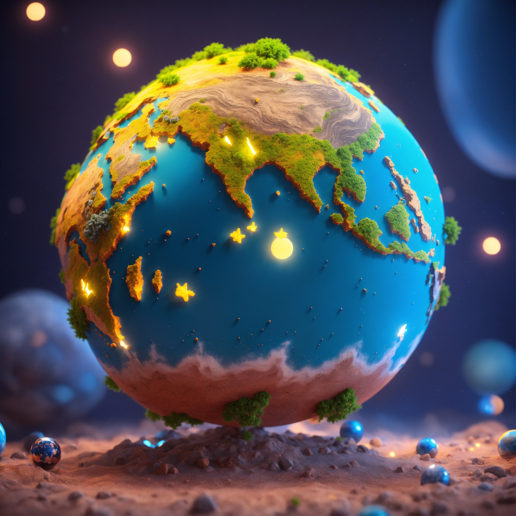 Lexica - 3d render of a cute detailed planet, miniature earth, surreal ...