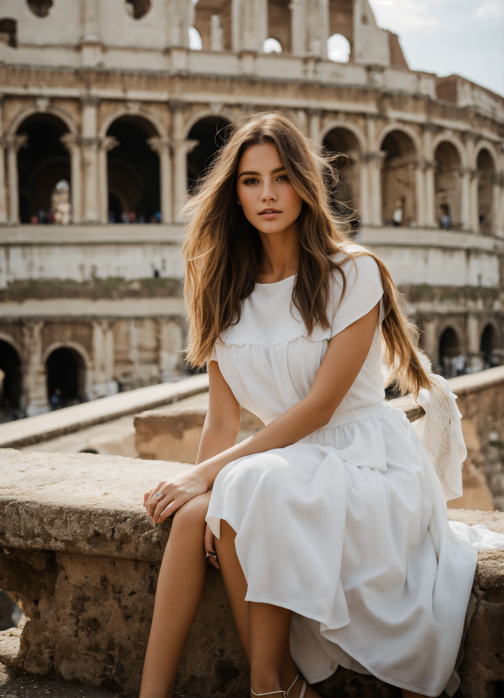 Lexica - Photo at day with two female models and Castel Sant'Angelo in ...