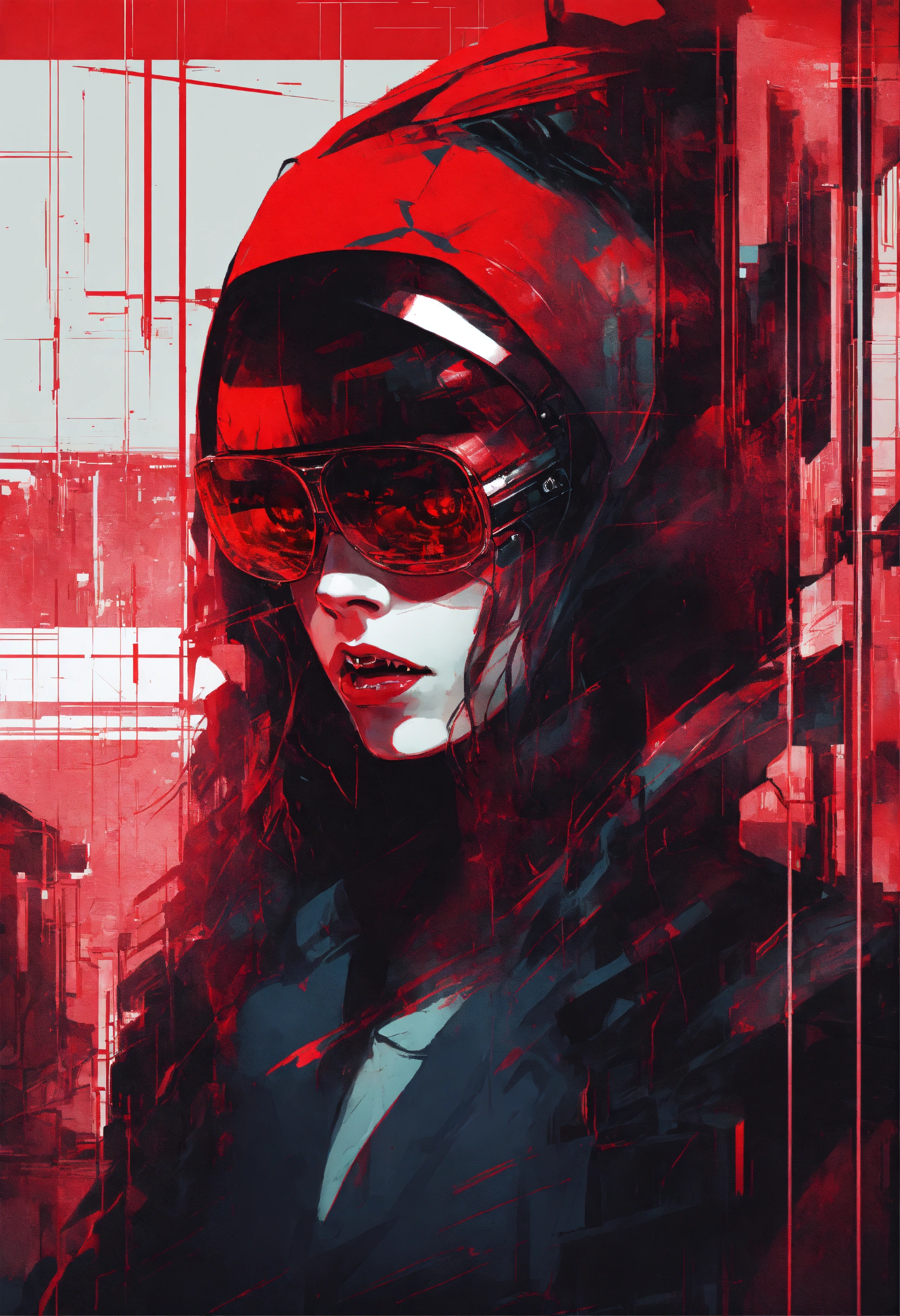 Lexica - Dark Illustration of a vampire style of glitch art, cyberpunk ...