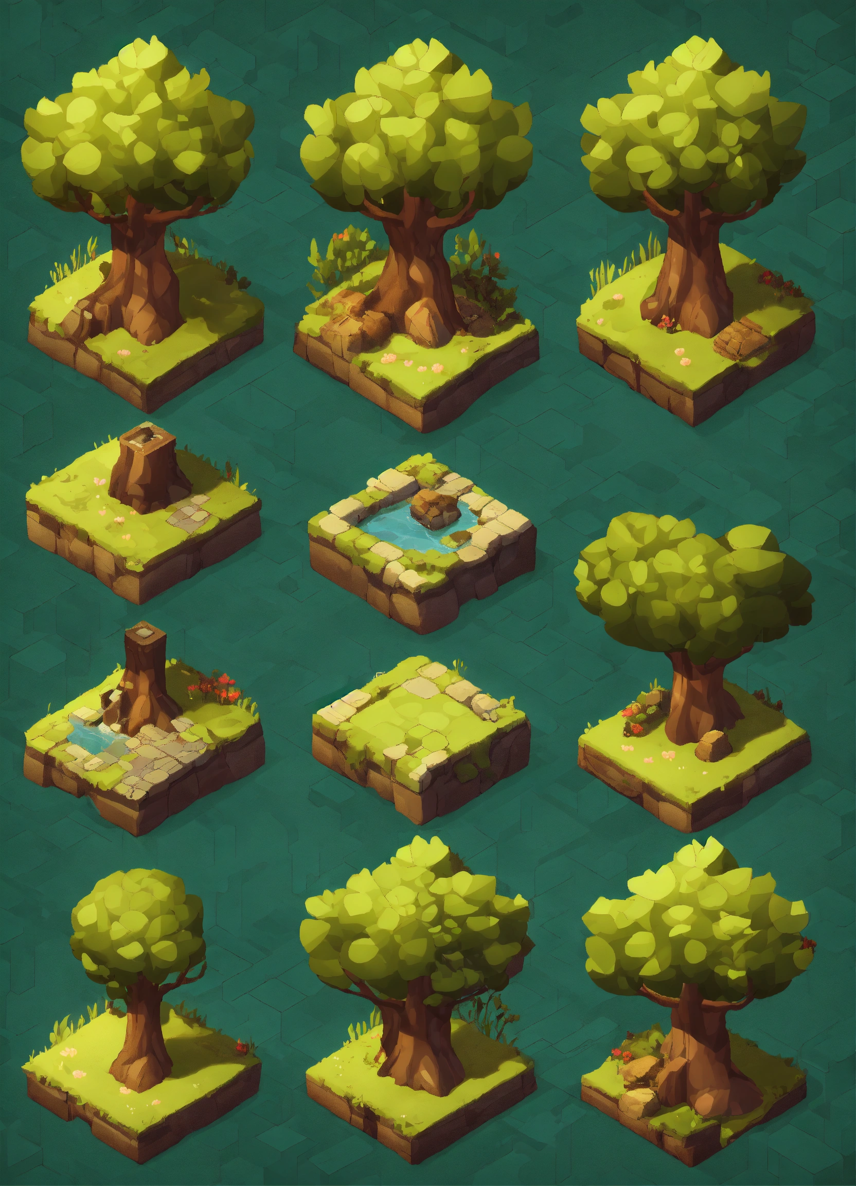 Lexica - Isometric, orthographic, forest tiles, game environment asset ...