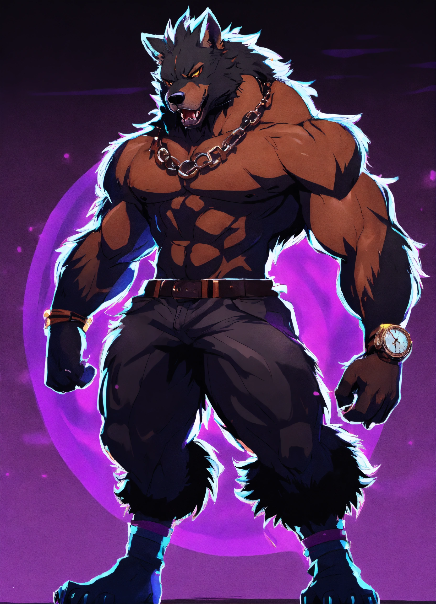 Lexica - African werewolf anime character, muscular physique, which is ...