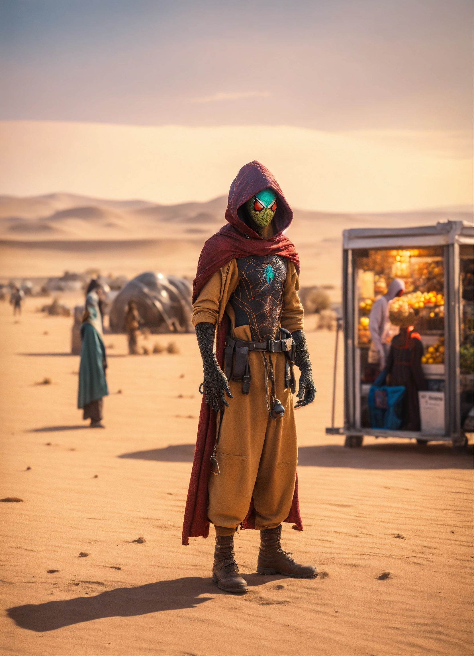 Lexica - Very slim and tall spiderman alien creature merchant on a ...