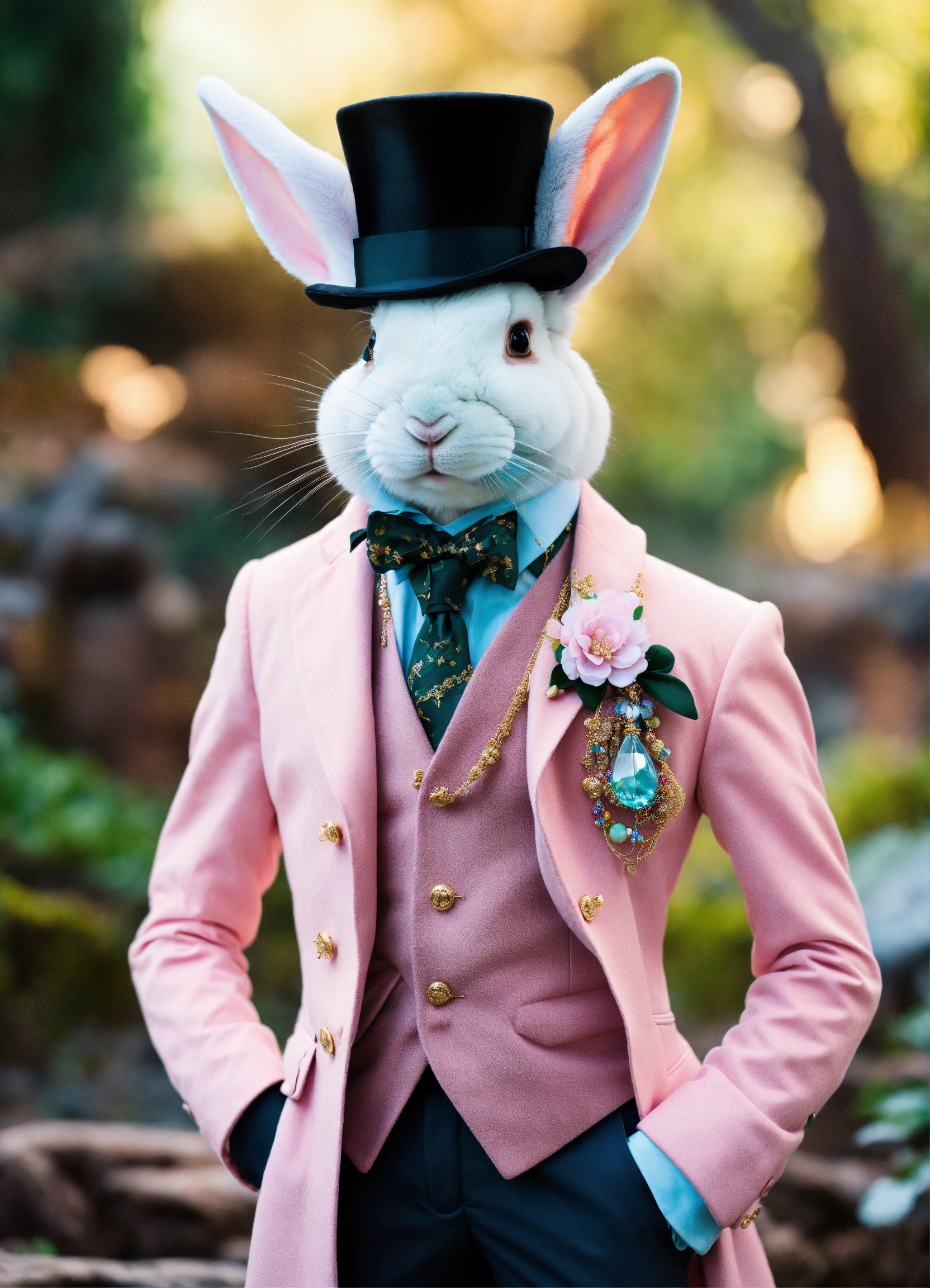 Lexica - Adorable pastel pink rabbit dressed as a beautiful gentleman ...