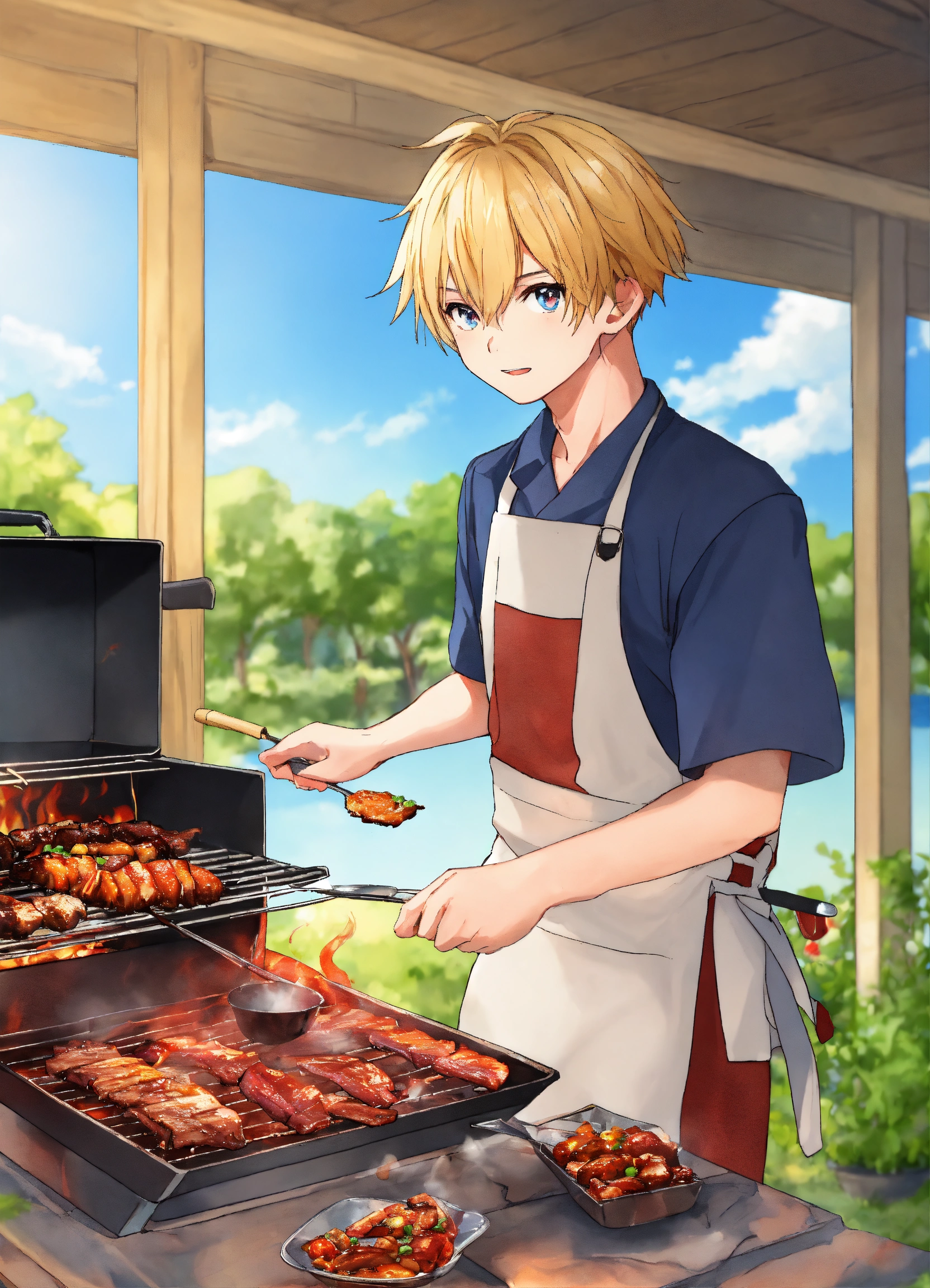 Lexica - Anime boy make bbq