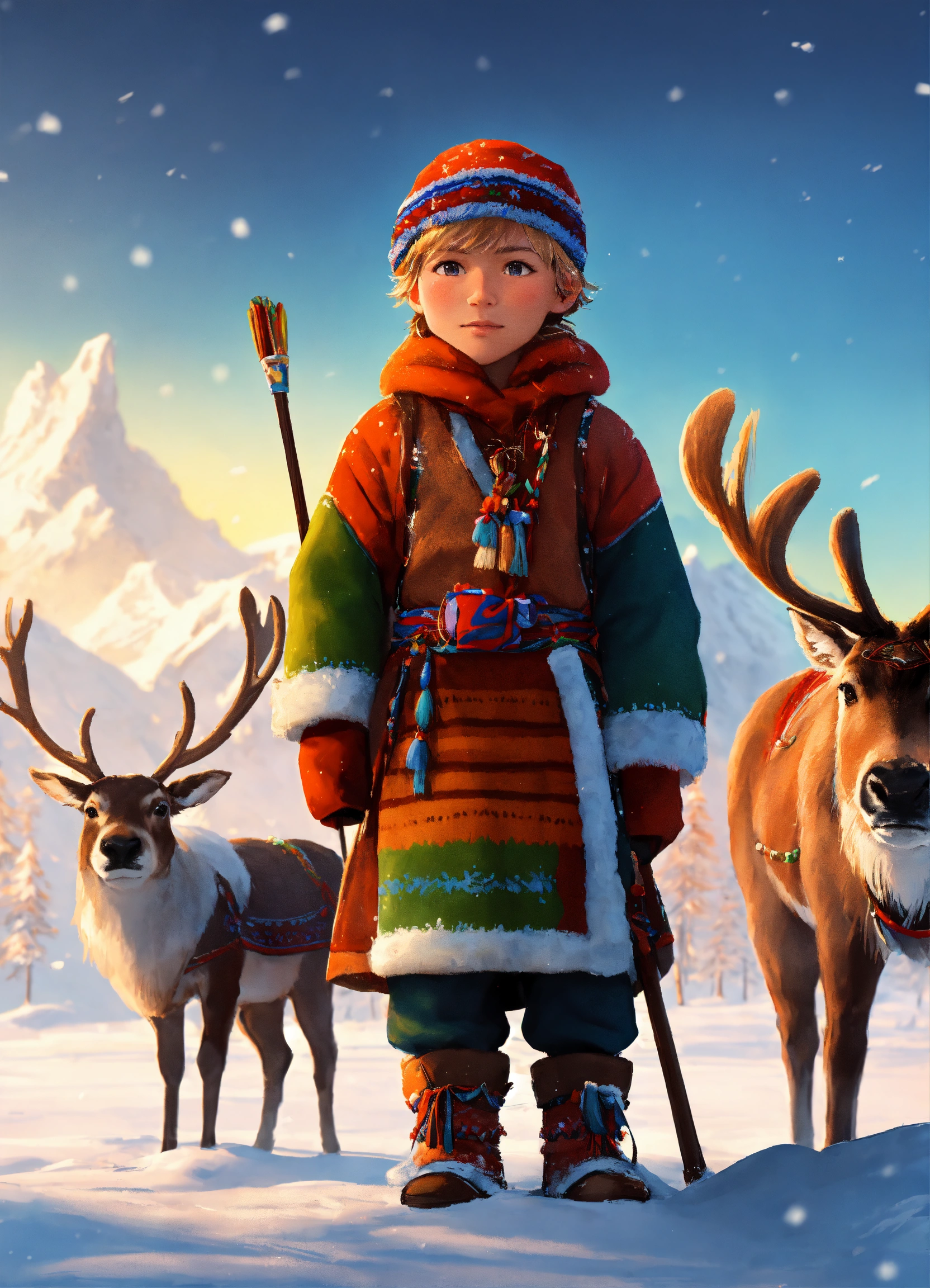 Lexica - A norwegian Sami boy wearing a gákti, with his reindeer in the ...