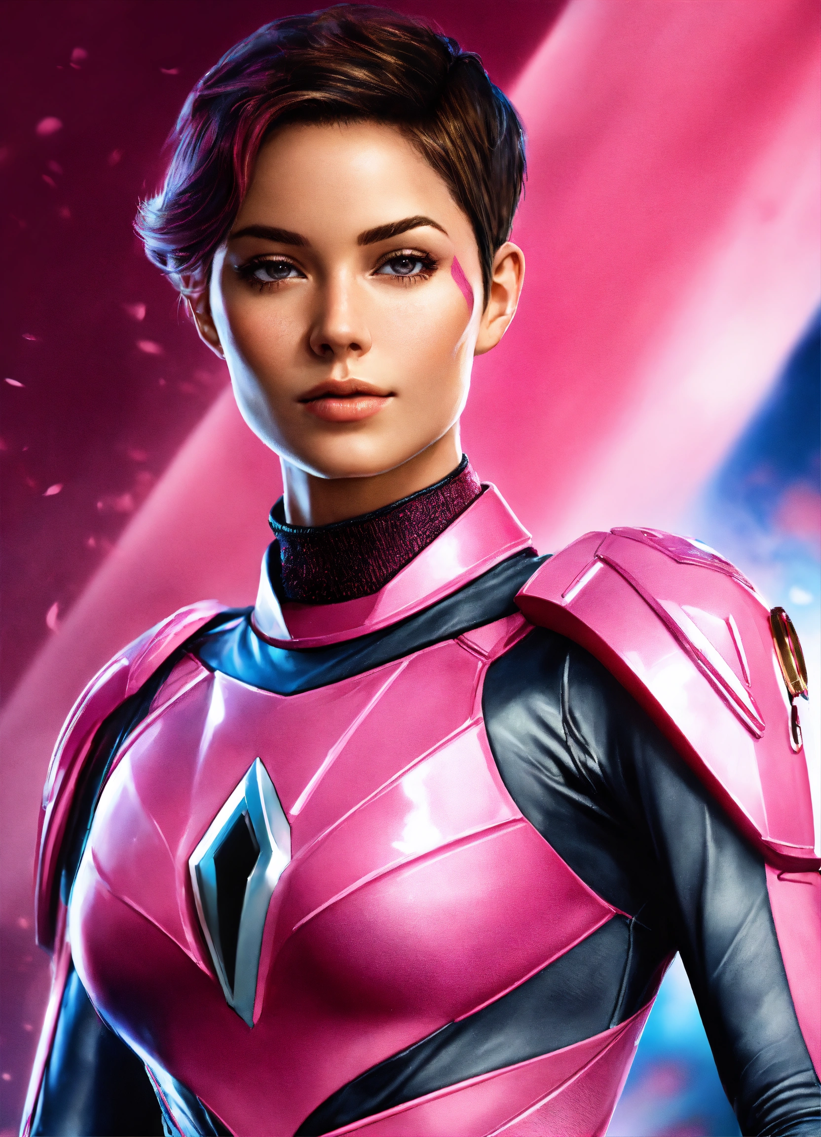 Lexica - Realistic image of the pink power ranger. She is a female in ...