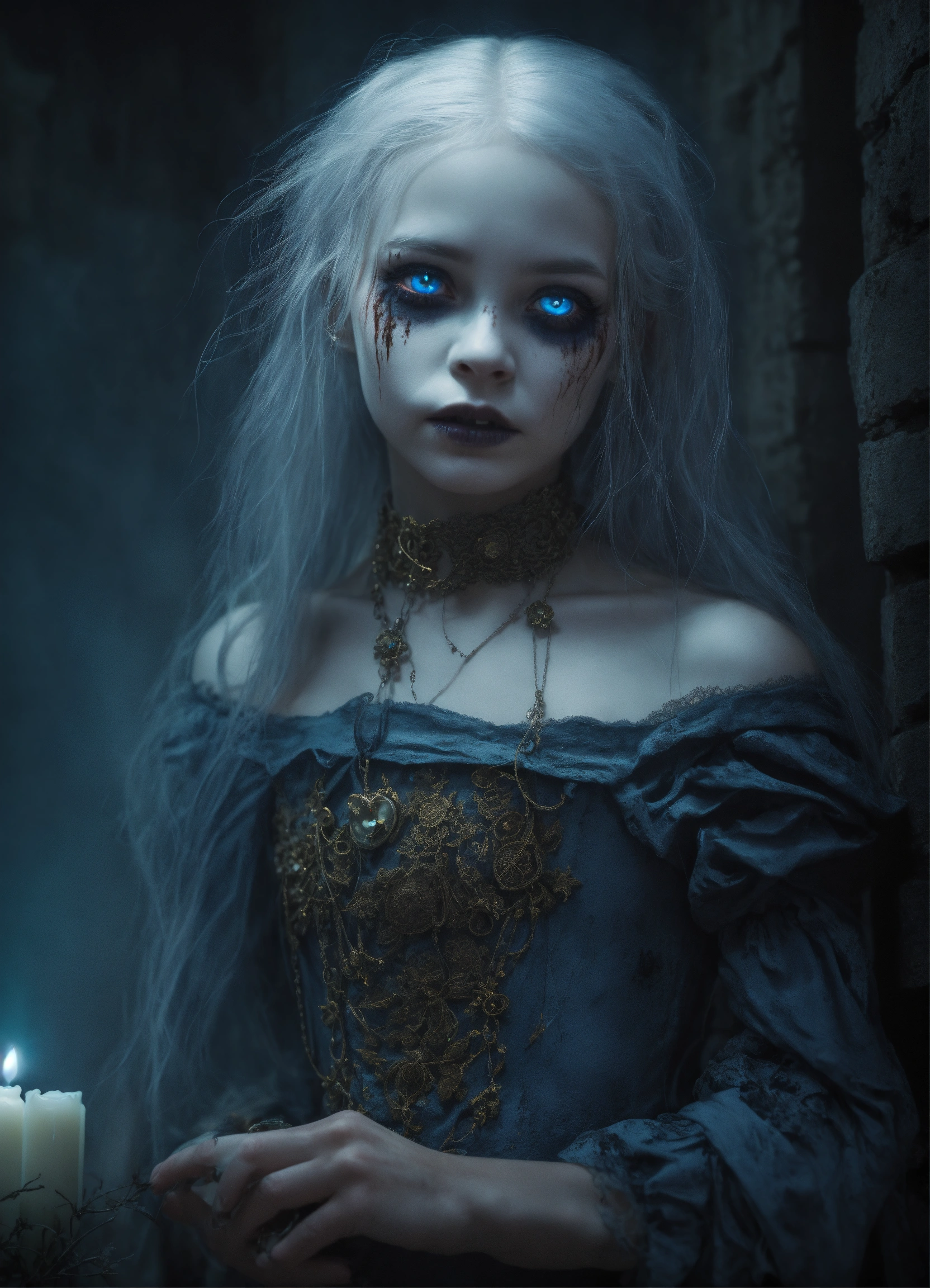 Lexica - Body portrait, ten year old childish female goth necromancer ...
