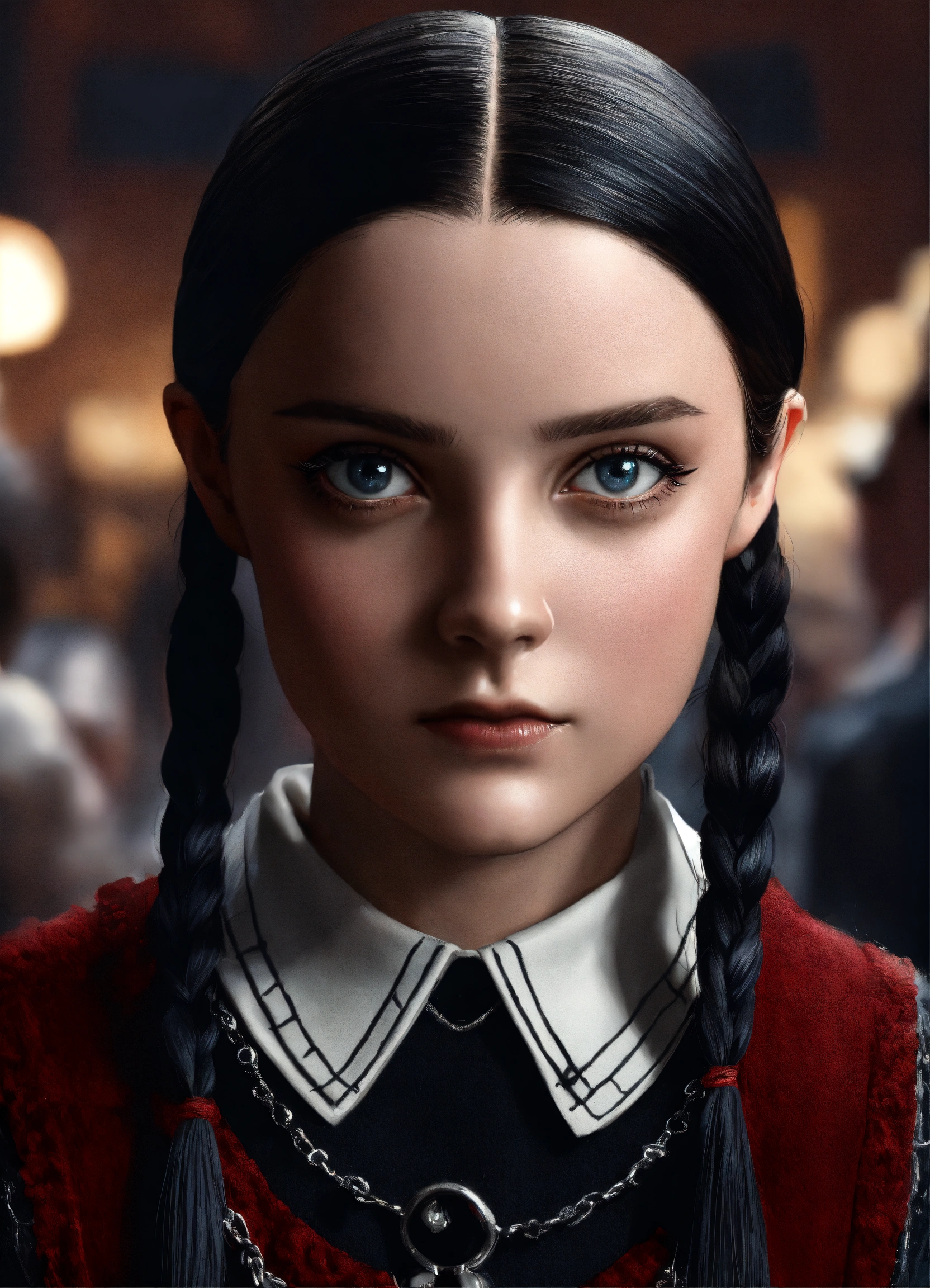 Lexica - Photorealistic, close up, wednesday addams, extreme closeup ...
